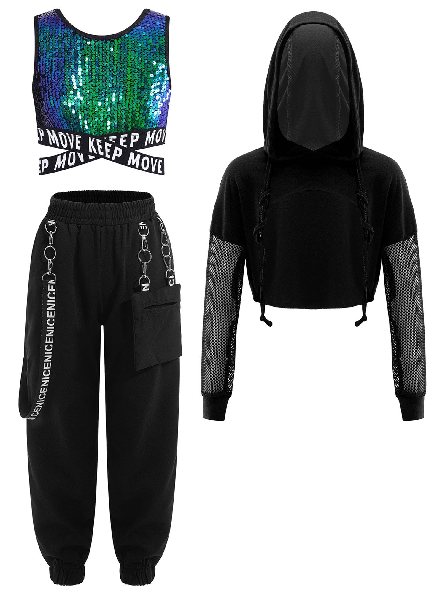 Miutii Kids Girls Dance Clothing Set Hip Hop Modern Jazz Performance ...