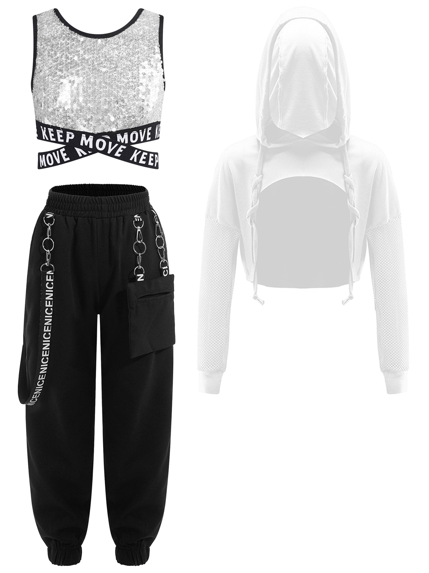 Miutii Kids Girls Dance Clothing Set Hip Hop Modern Jazz Performance ...