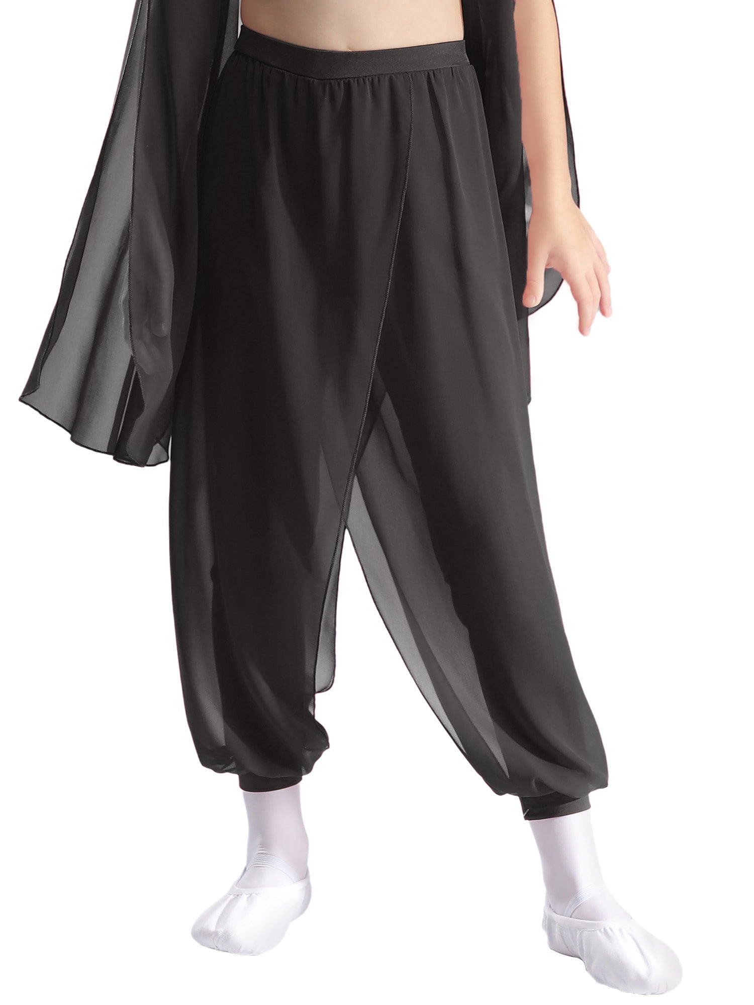 Miutii Kids Girls Indian Belly Dance Harem Pants Split Chiffon Overlay ...