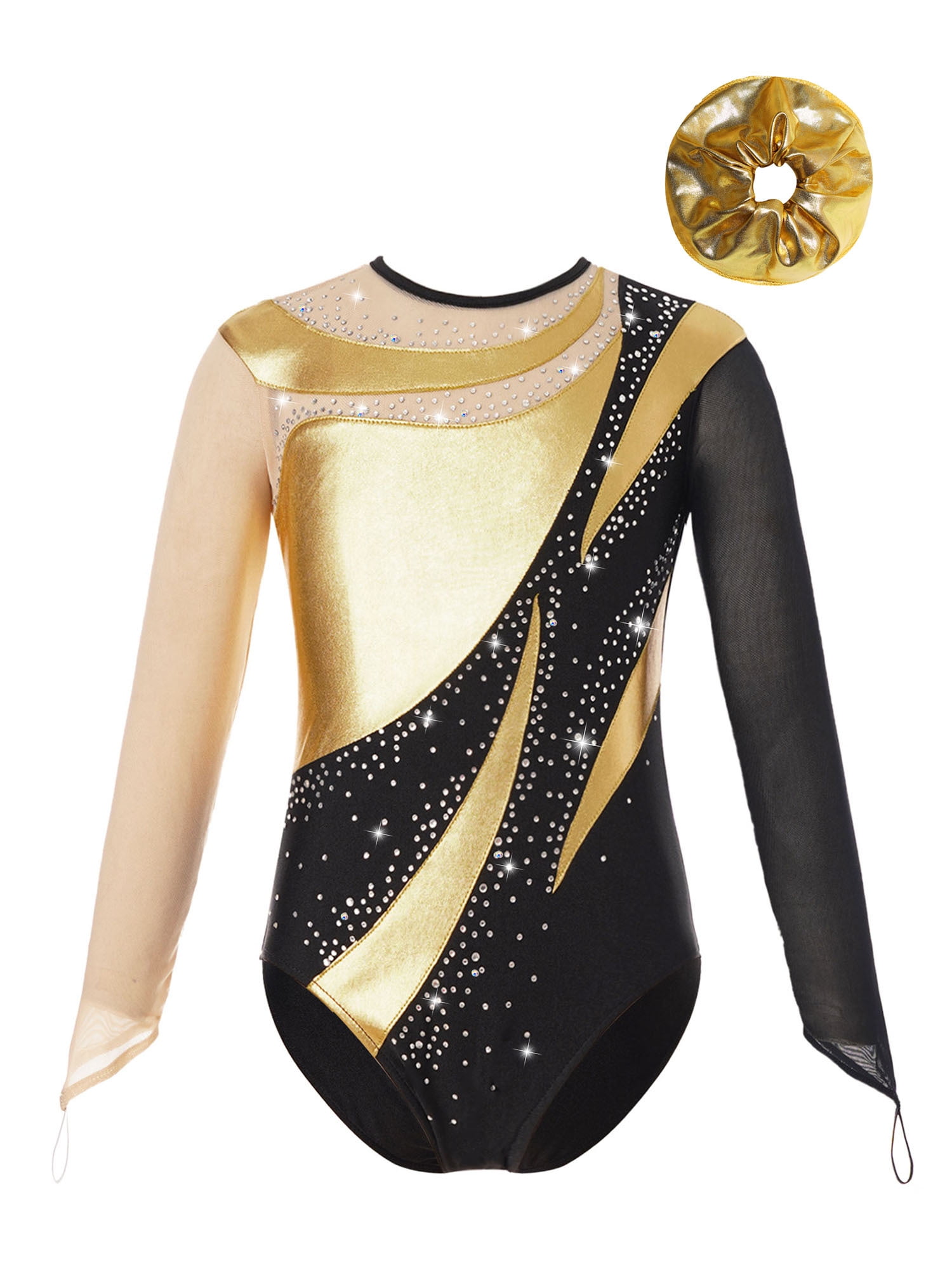 Miutii Long Sleeve Ballet Dance Gymnastics Leotards for Girls Sparkle ...