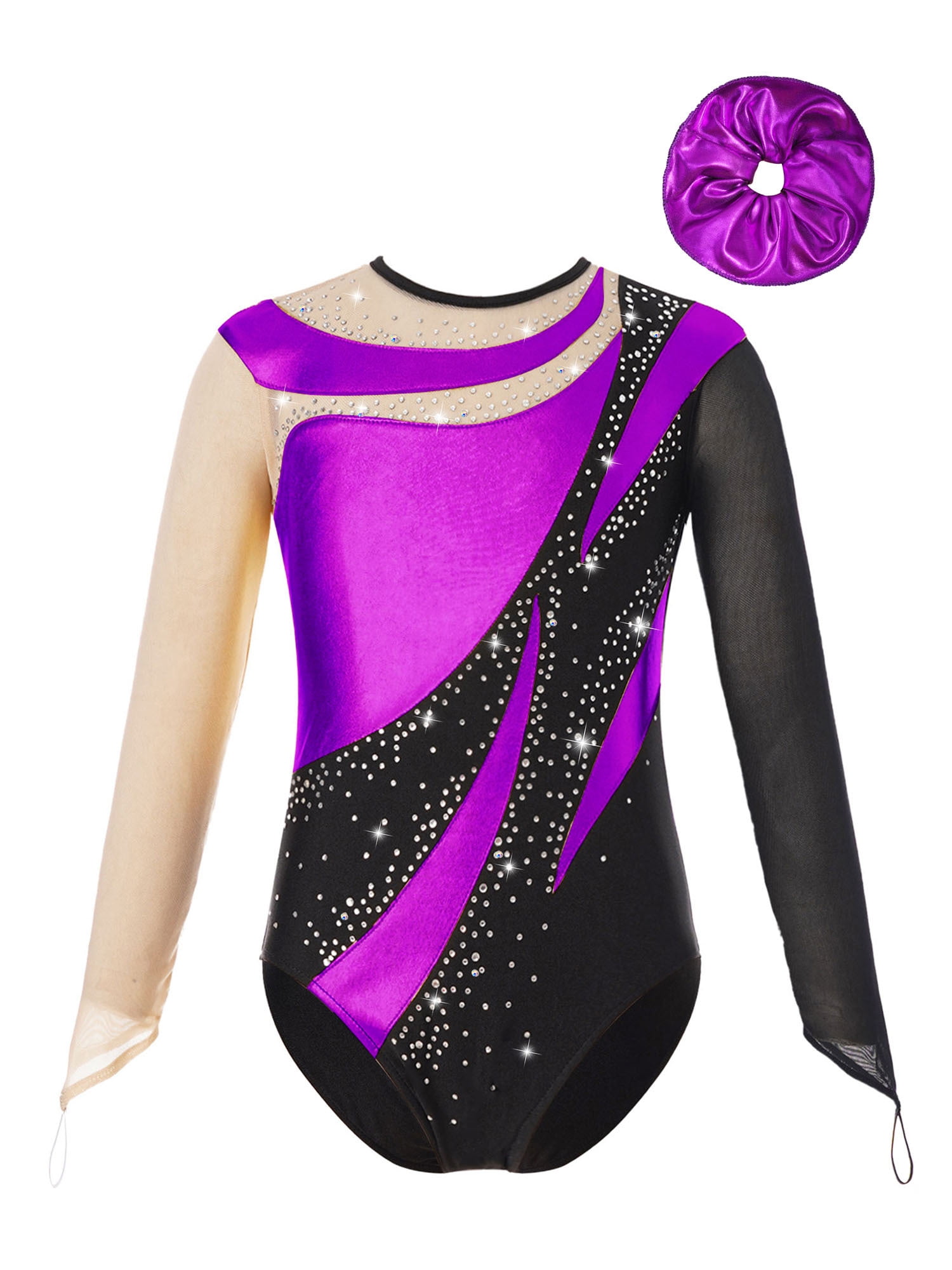 Miutii Long Sleeve Ballet Dance Gymnastics Leotards for Girls Sparkle ...