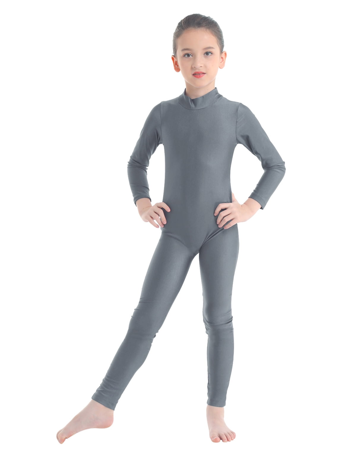 Miutii Long Sleeve Ballet Dance Unitards for Kids Girls Turtleneck Full ...