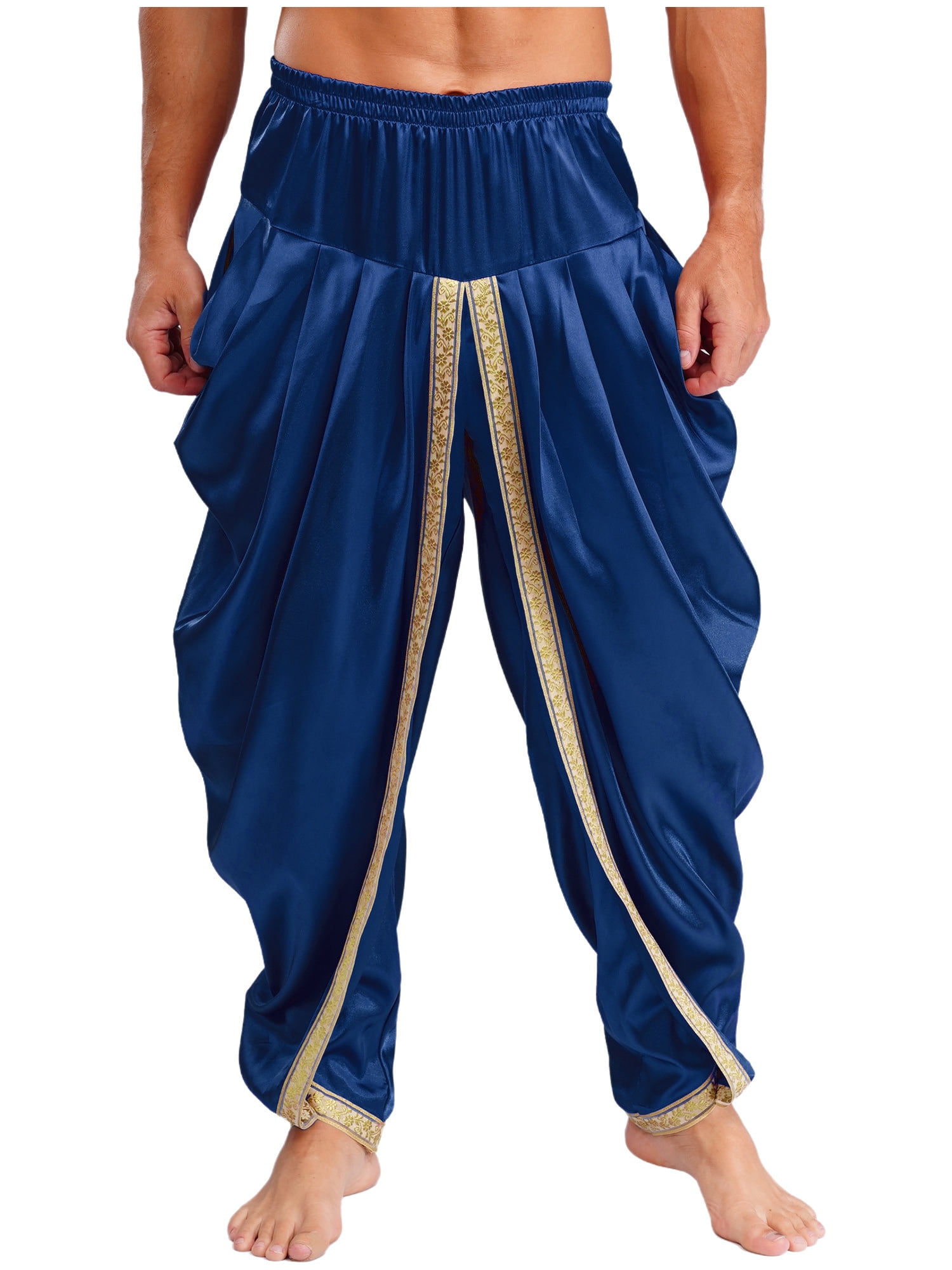 Miutii Men Satin Baggy Harem Palazzo Pants South Indian Dhoti Wrap ...