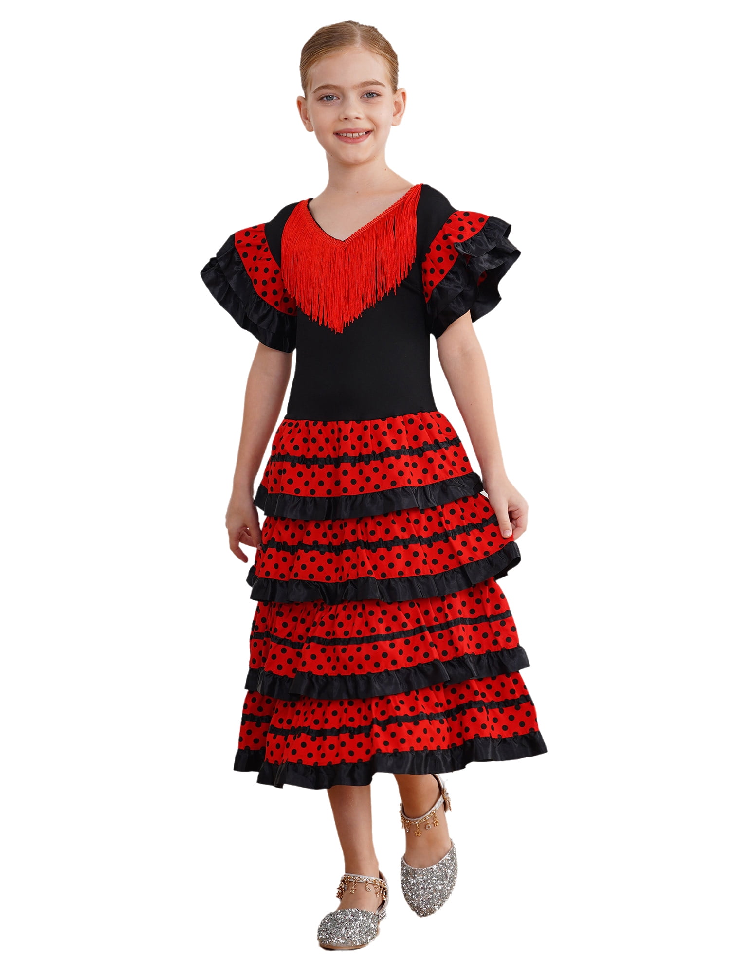 Miutii Spanish Flamenco Dress for Girls Halloween Fancy Dress Spanish ...