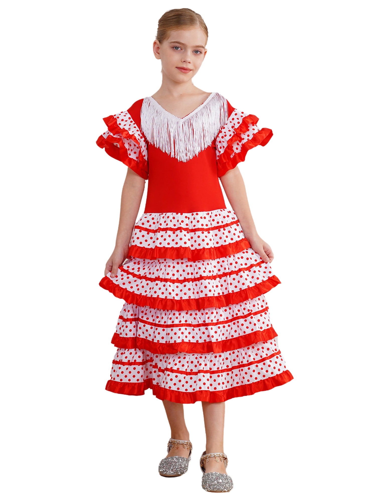 Miutii Spanish Flamenco Dress for Girls Halloween Fancy Dress Spanish ...