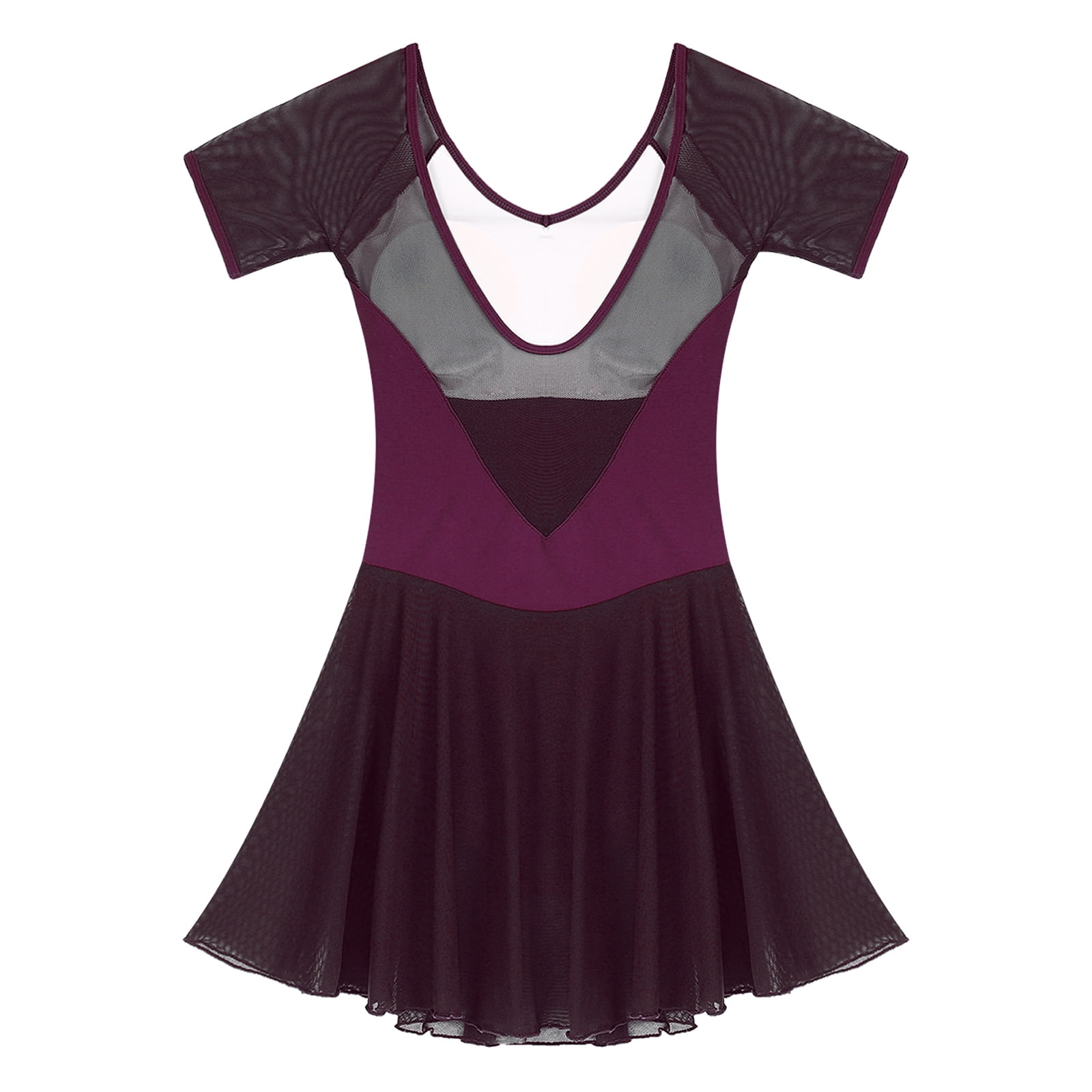 Miutii Womens Ballet Dance Dress Sheer Mesh Skirted Leotard Gymnastics ...