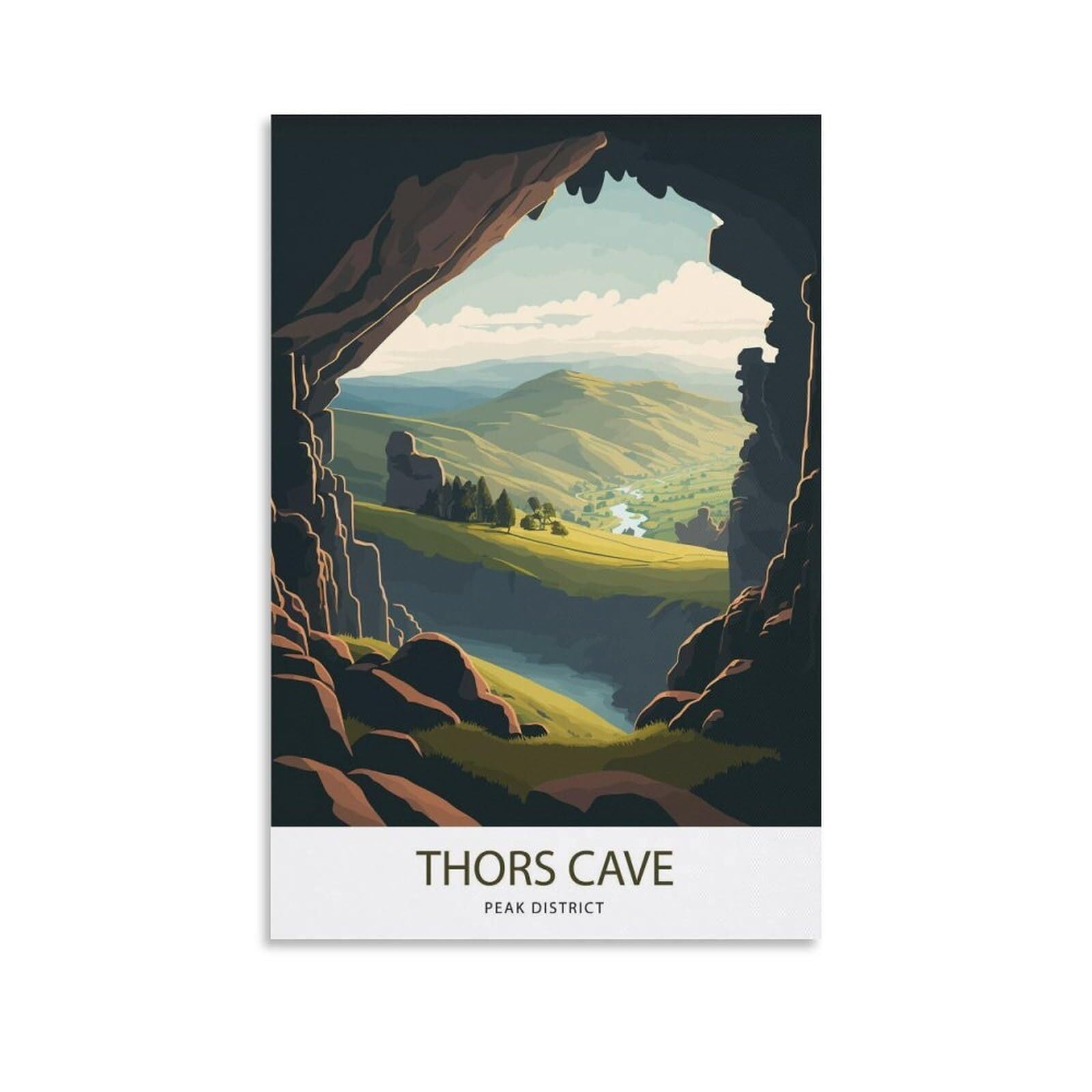 MiuxE Leishen Cave Peak District Travel Poster, Peak District Art Landscape, Peak District ...