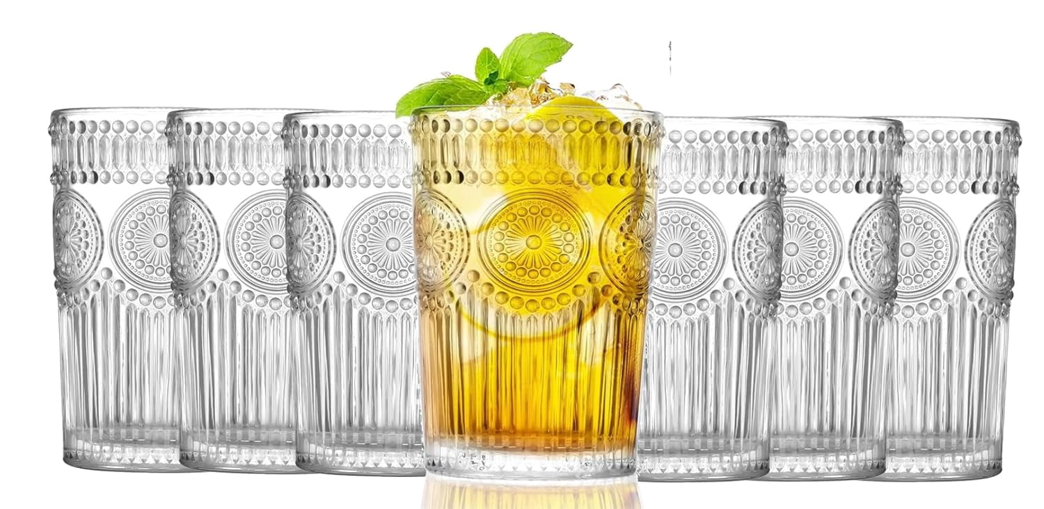 Mivana 300ml Italian Premium Juice Glasses and Transparent Water Glass ...