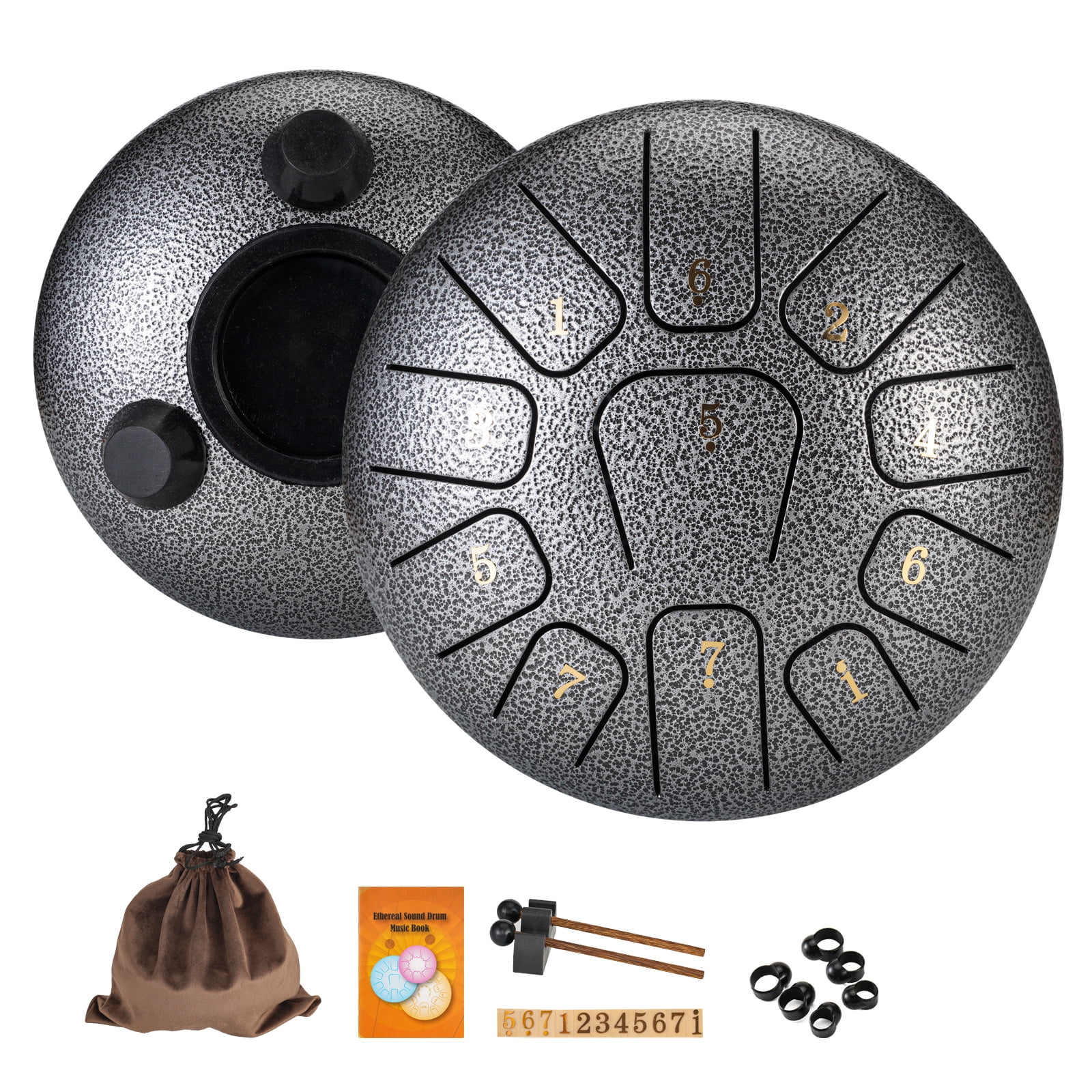Miwayer 6" Steel Tongue Drum Gift Set | 11-Note Sound Healing ...
