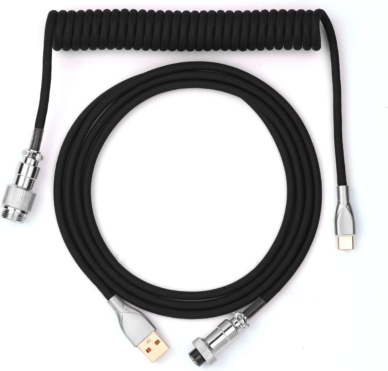 Mix 1.8m Coiled Keyboard Cable, USB C to A TPU Cable for Mechanical ...