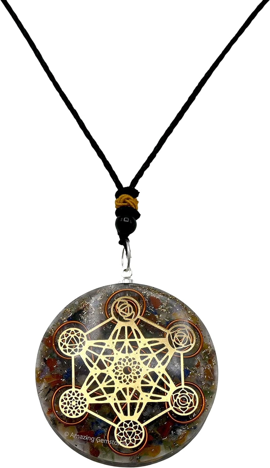 Mix Chakra Orgonite Chakra Metatron Cube Pendant Necklace for Men Women ...