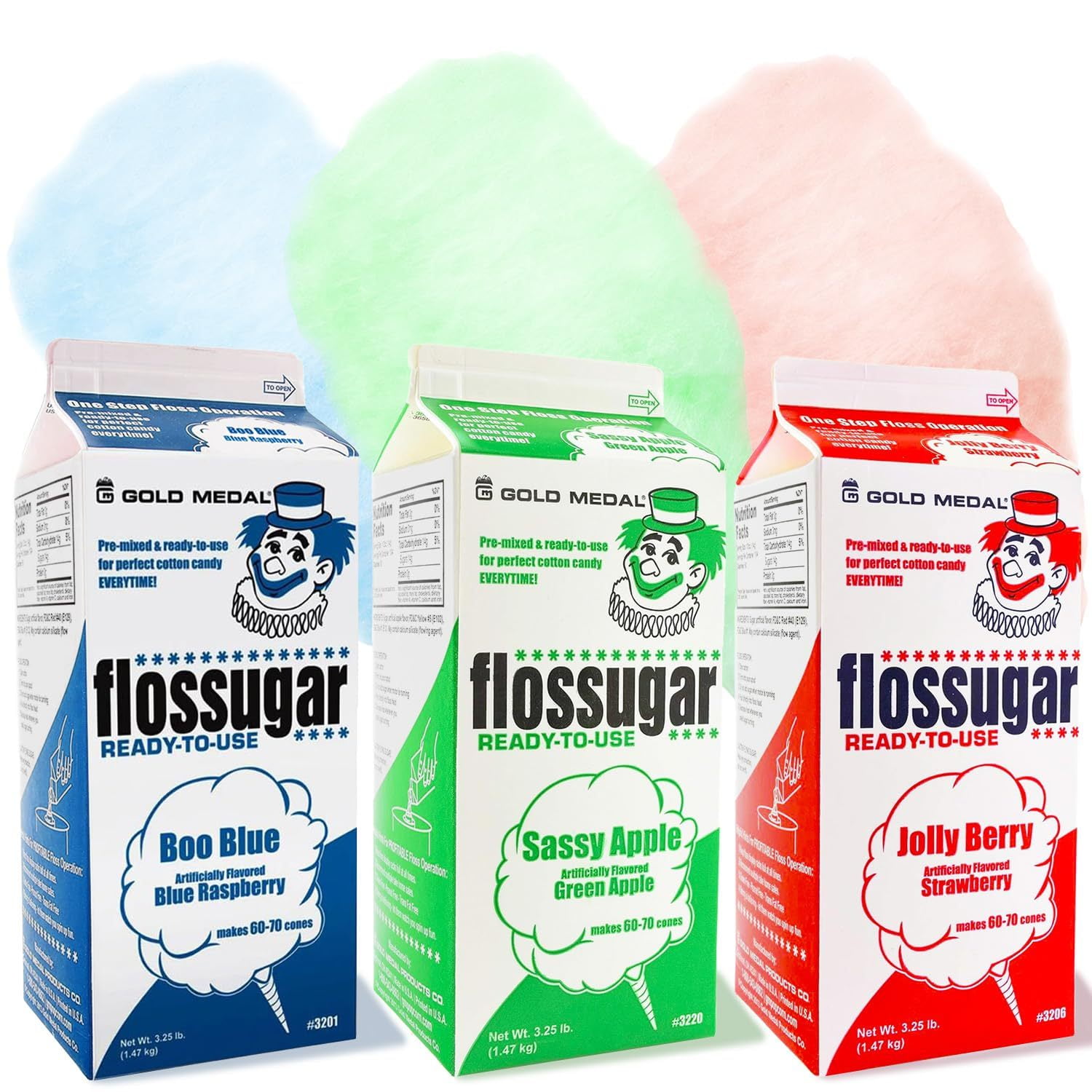 Mix & Match Cotton Candy Sugar Floss-Three Pack 52oz Cartons - Walmart.com