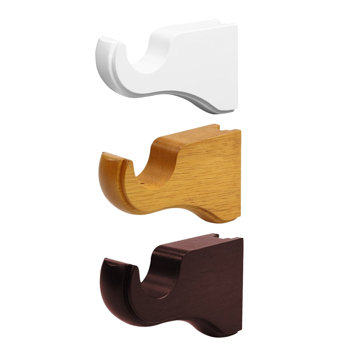 Mix & Match Wood Single / Double Curtain Rod Bracket Heritage Oak (3 ...