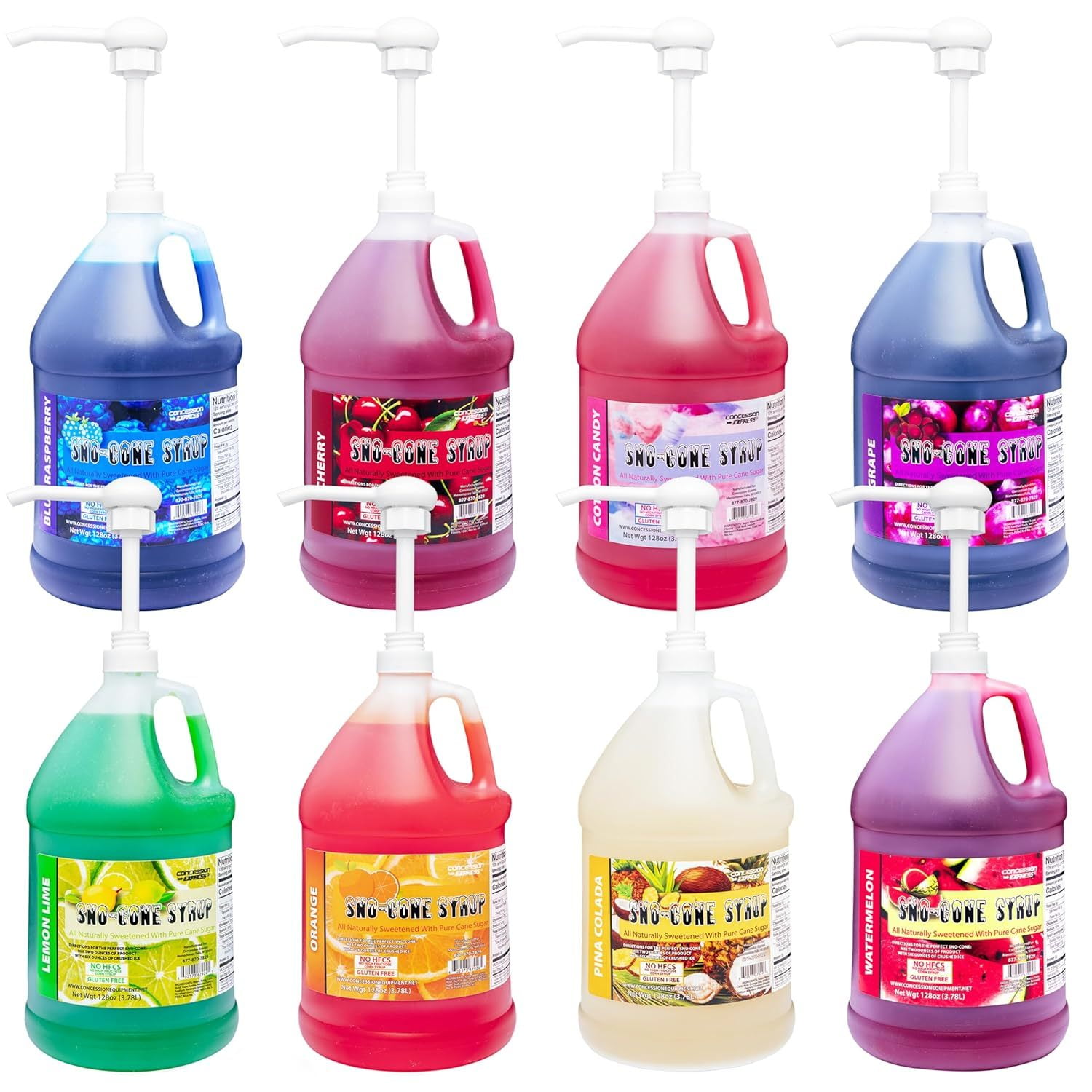 Mix & Match YBQF Gallon Pure Cane Sno-Cone Syrup, No High Fructose Corn ...