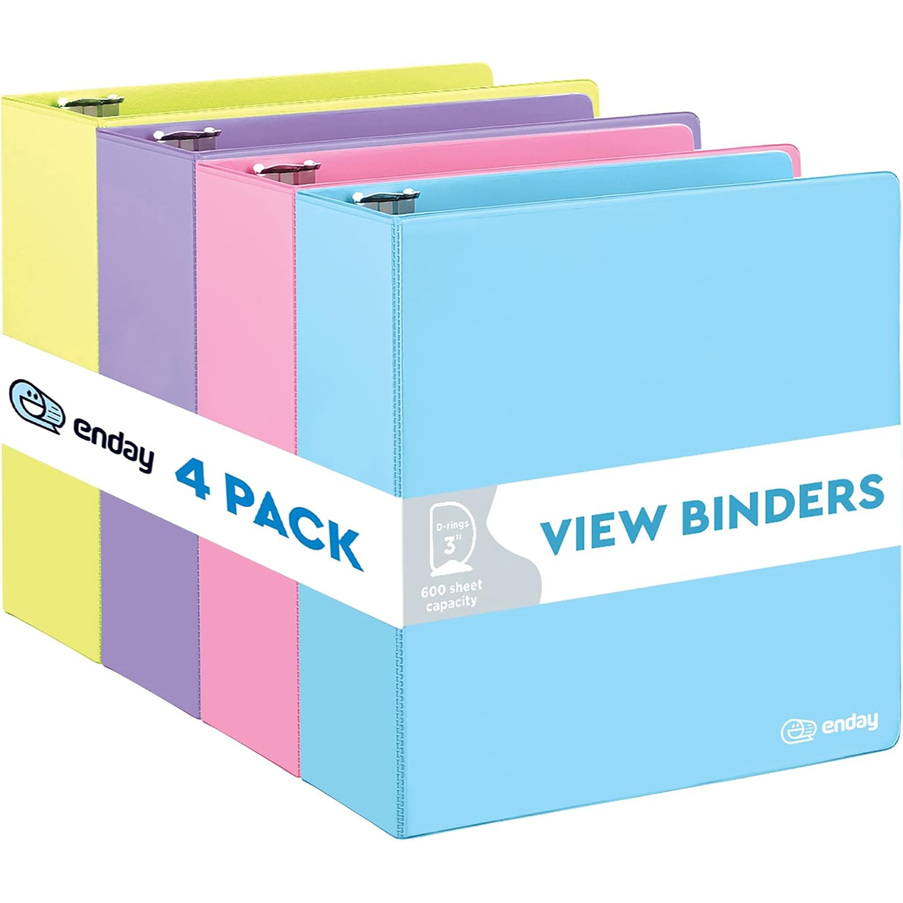 Enday, 3-Ring View Binder, 3 Inch, Assorted Colors, Pack of 4 - Walmart.com