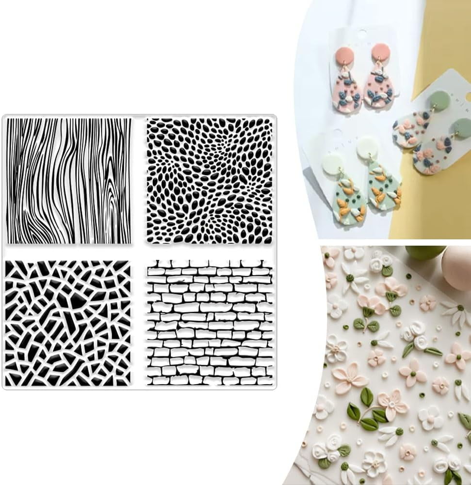 Mix Pattern Polymer Clay Texture Sheet Tree Pebble Silicone Texture ...