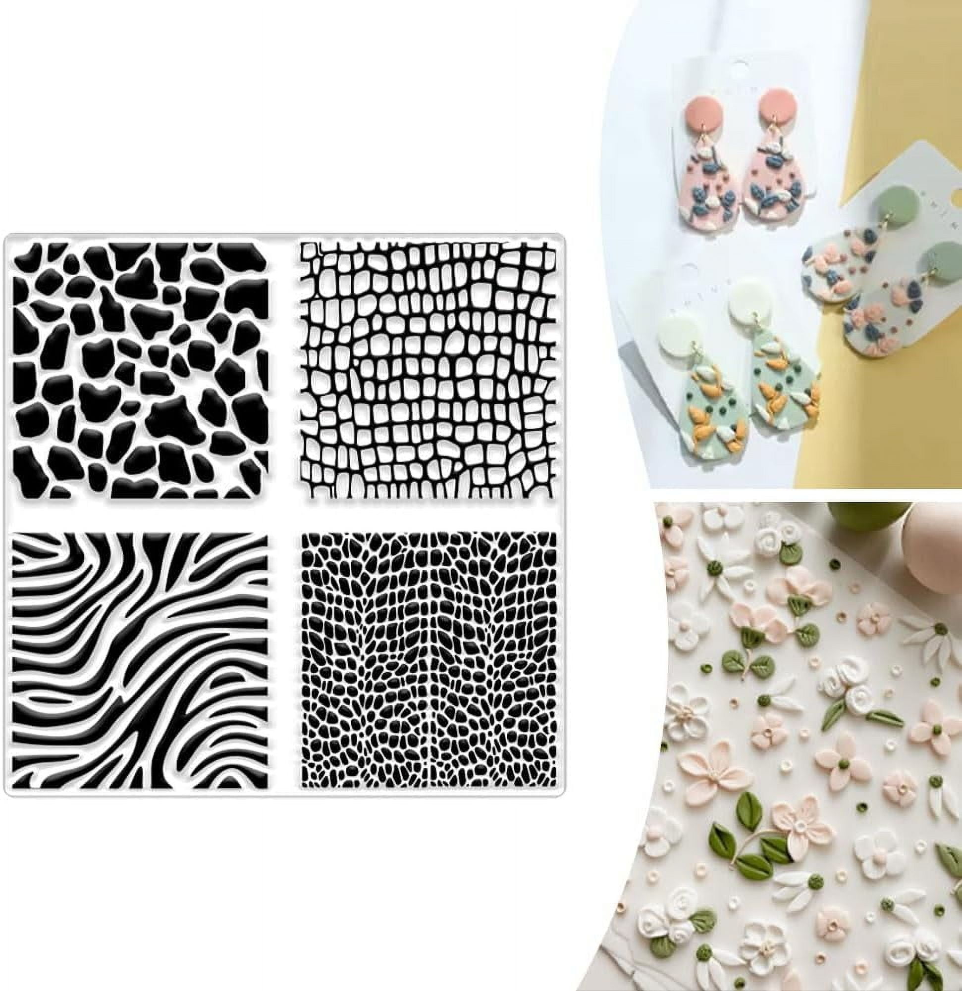 Mix Polymer Clay Texture Sheet Zebra Crocodile Snake Giraffe Silicone ...