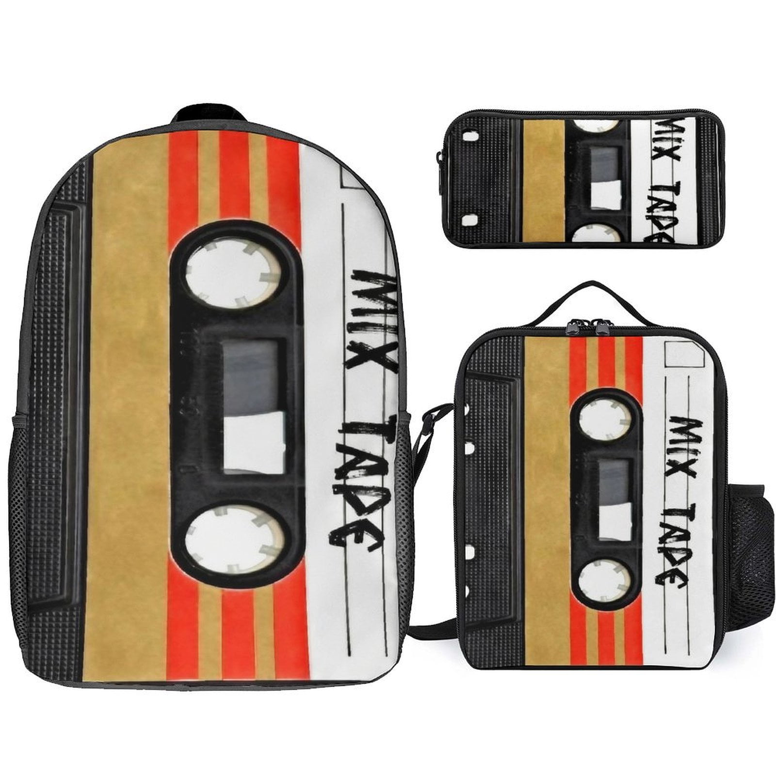 Mix Tape Cassette Art 3D Printed 3pcs/Set Bags Laptop Daypack Backpack ...