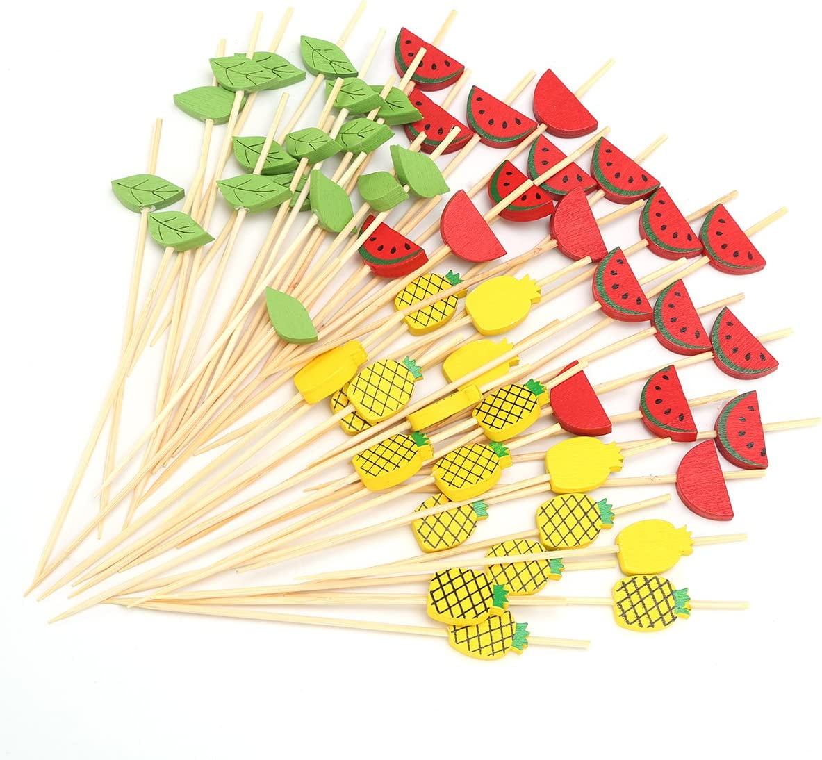 Mix-colored Fruits Watermelon Pineapple Leaf Cocktail Toothpicks 4.7 ...
