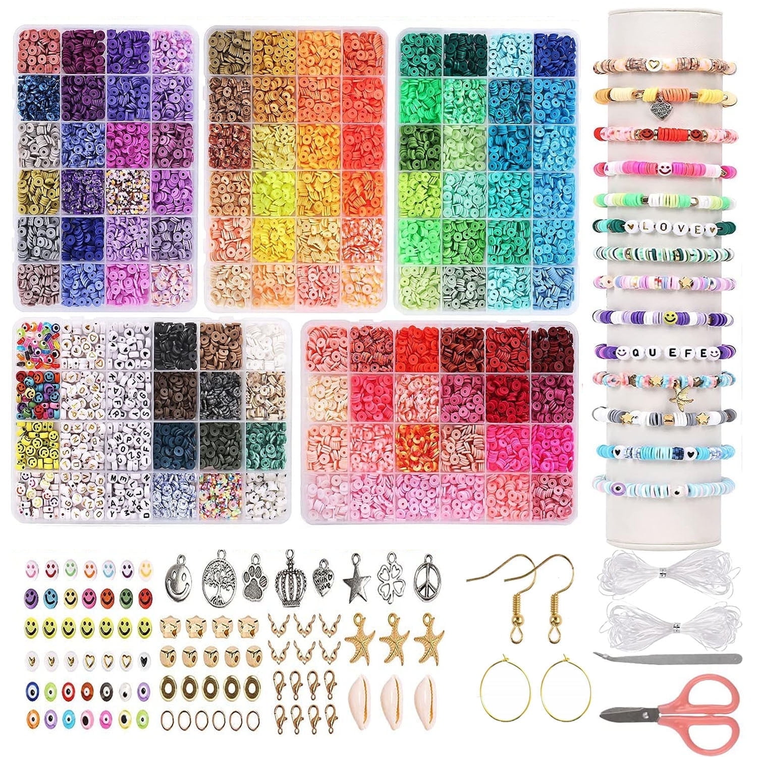 MixMart 108 Colors Clay Beads Bracelet Making Kit Polymer Beads ...