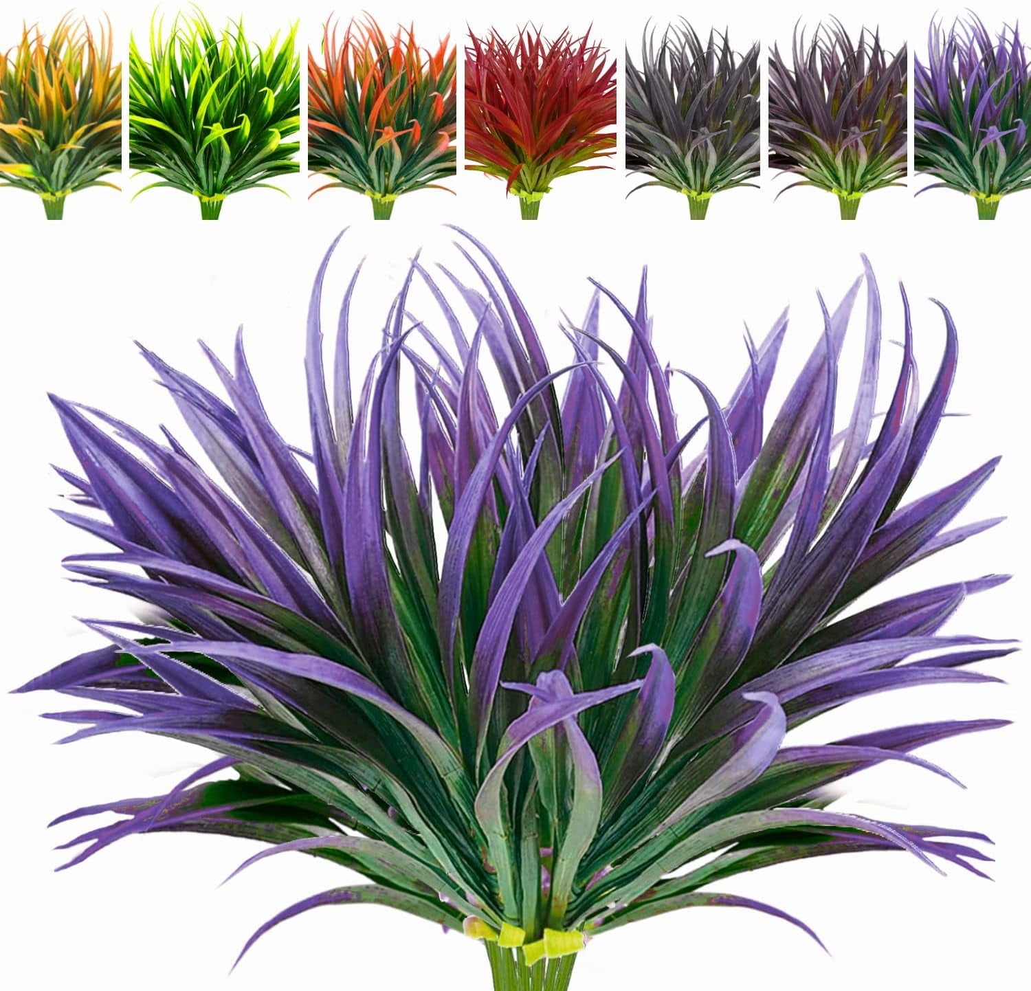 MixMart 8 Pcs Outdoor Fake Plants UV Resistant Artificial Tall Grass ...