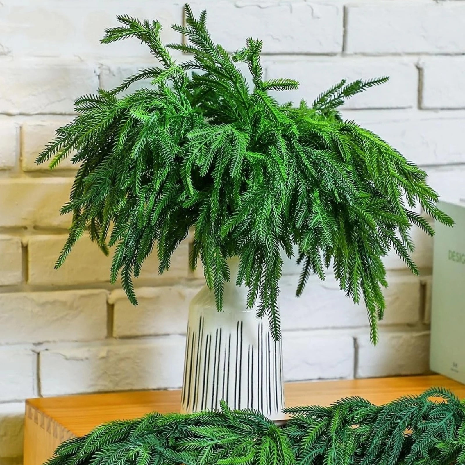 MixMart Artificial Christmas Norfolk Pine Stems Branches for Vases, 6 ...