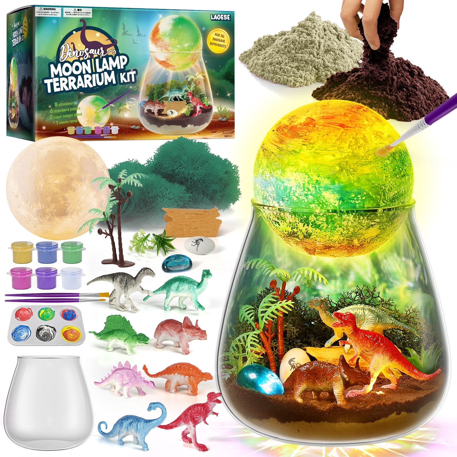 MixMart Dinosaur Terrarium Kit for Kids - Dino Kid Crafts with DIY Moon ...