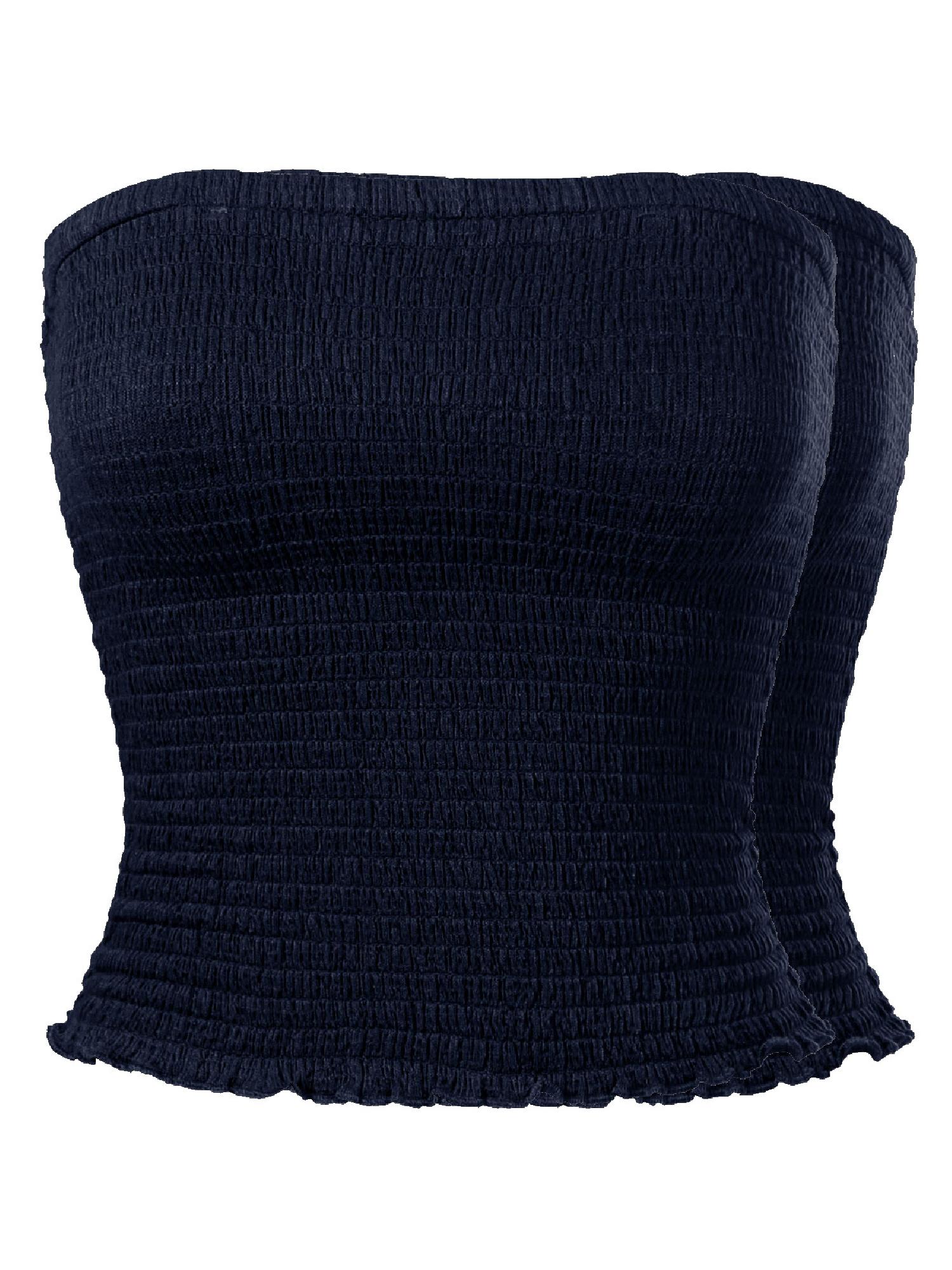 MixMatchy Women's 2-Pack Sexy Strapless Smocked Summer Tube Top ...