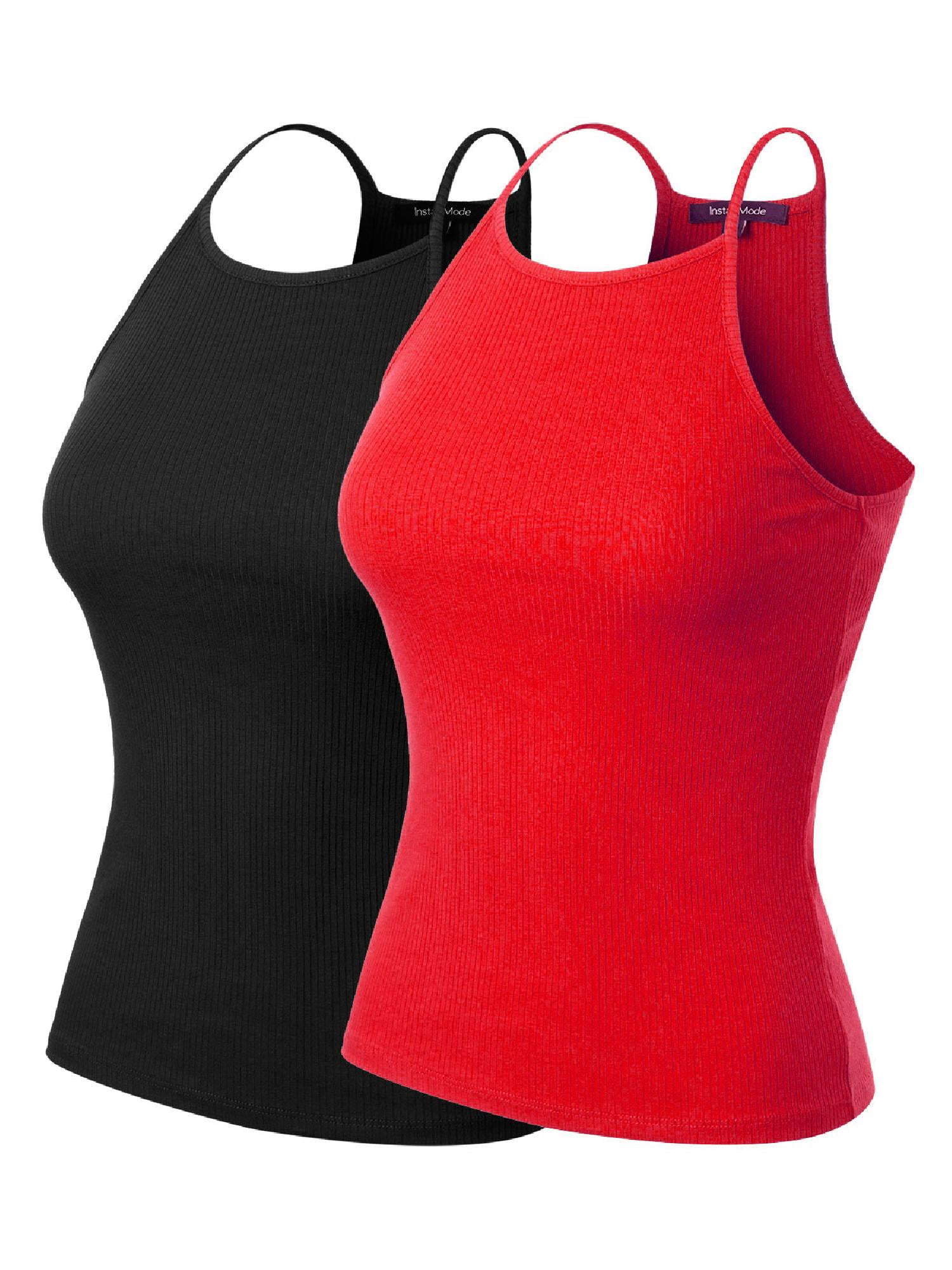 MixMatchy Women's 2-Pack Simple Casual Basic Active High Neck Ribbed ...