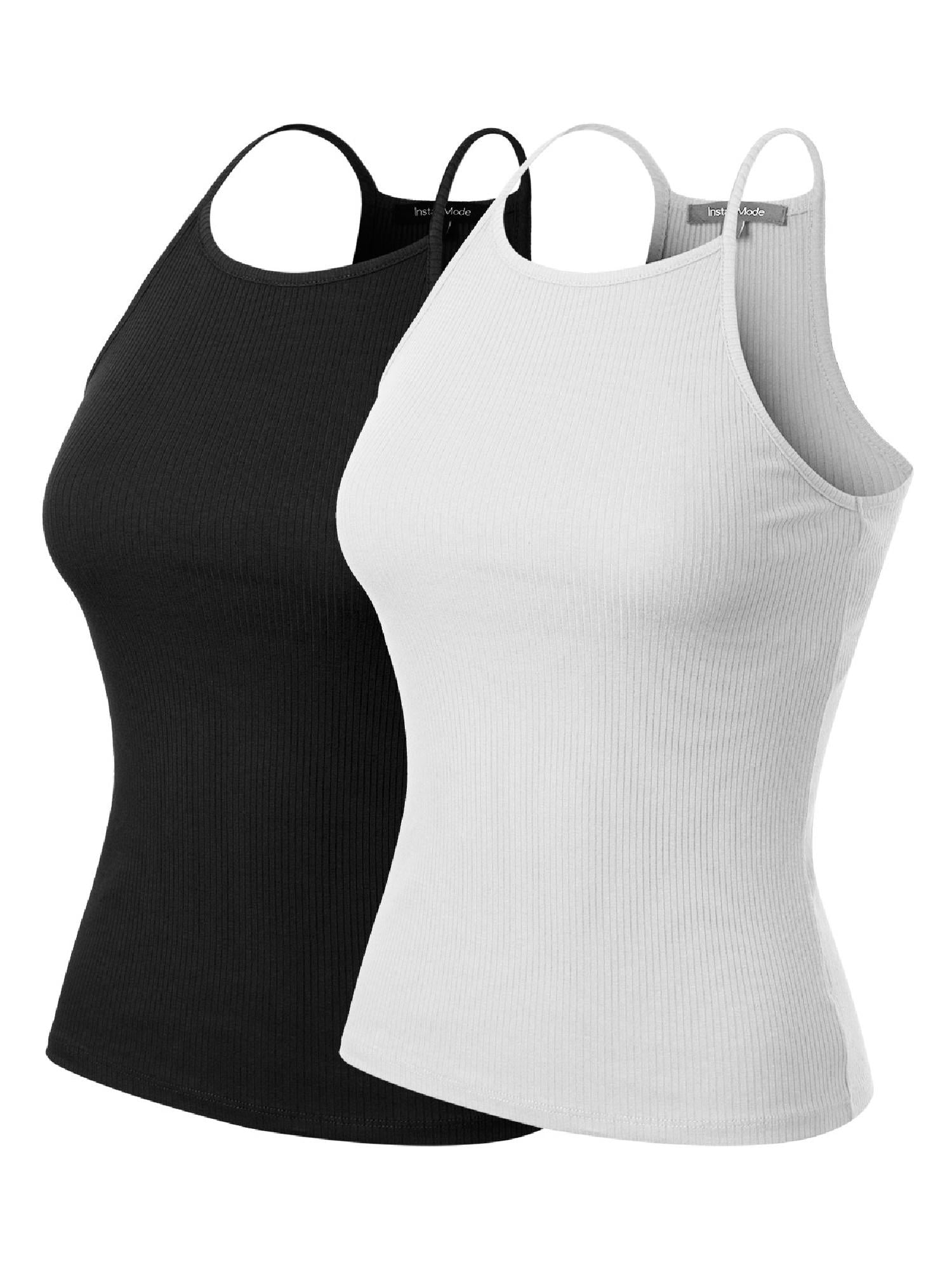 MixMatchy Women's 2-Pack Simple Casual Basic Active High Neck Ribbed ...