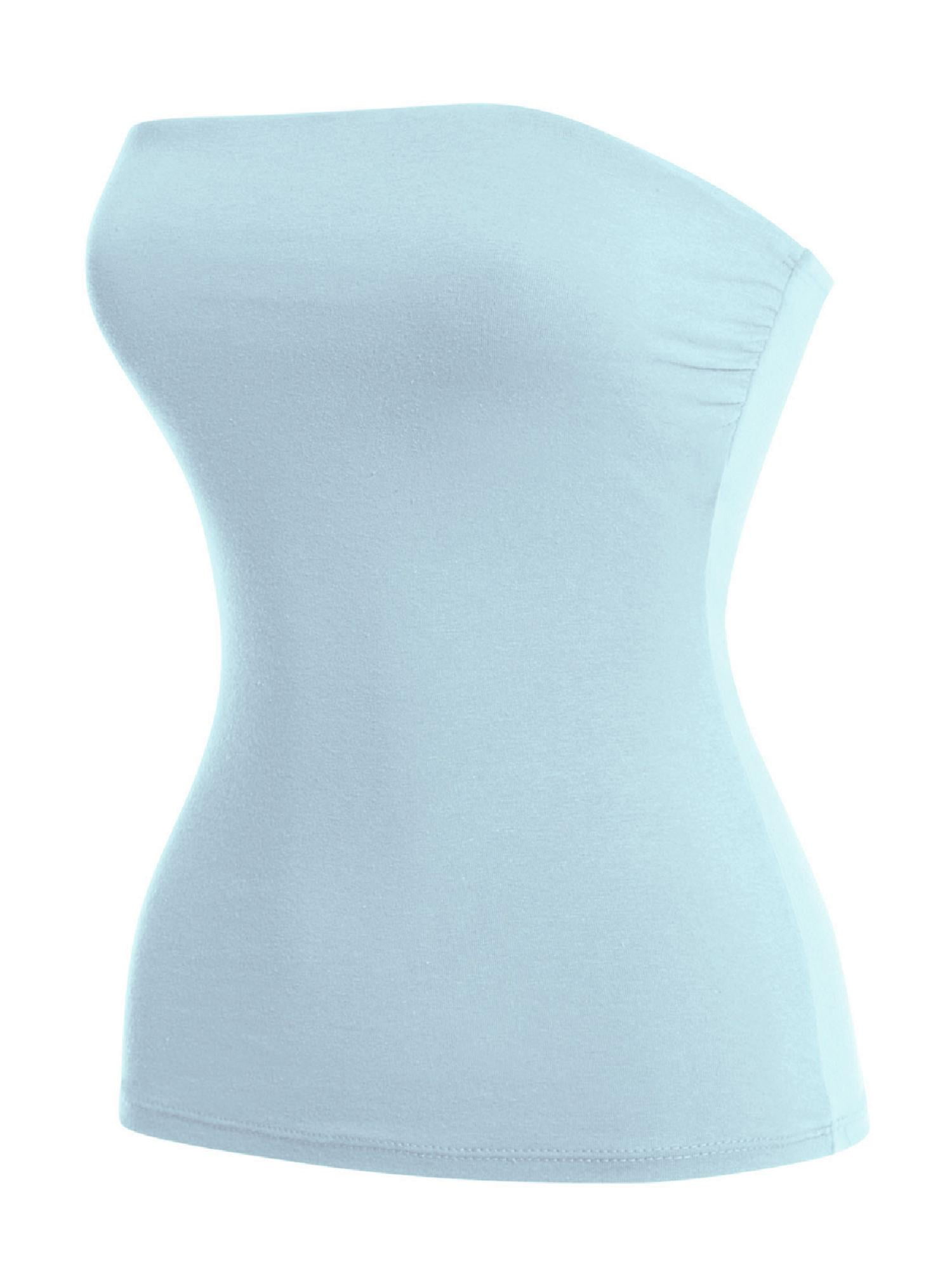 MixMatchy Women's Basic Solid Stretchy Cotton Long Bandeau Tube Top ...