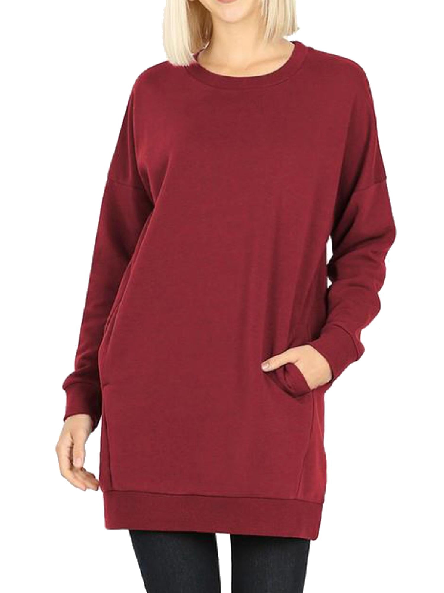 MixMatchy Women's Casual Oversized Loose Fit Crew/V Neck Fleece ...
