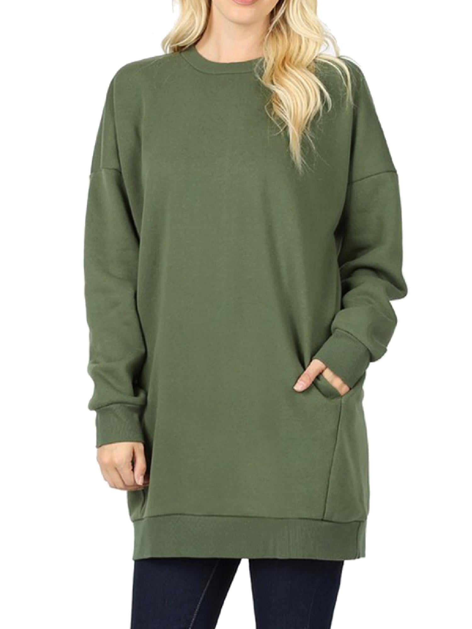 MixMatchy Women's Casual Oversized Loose Fit Crew/V Neck Fleece ...