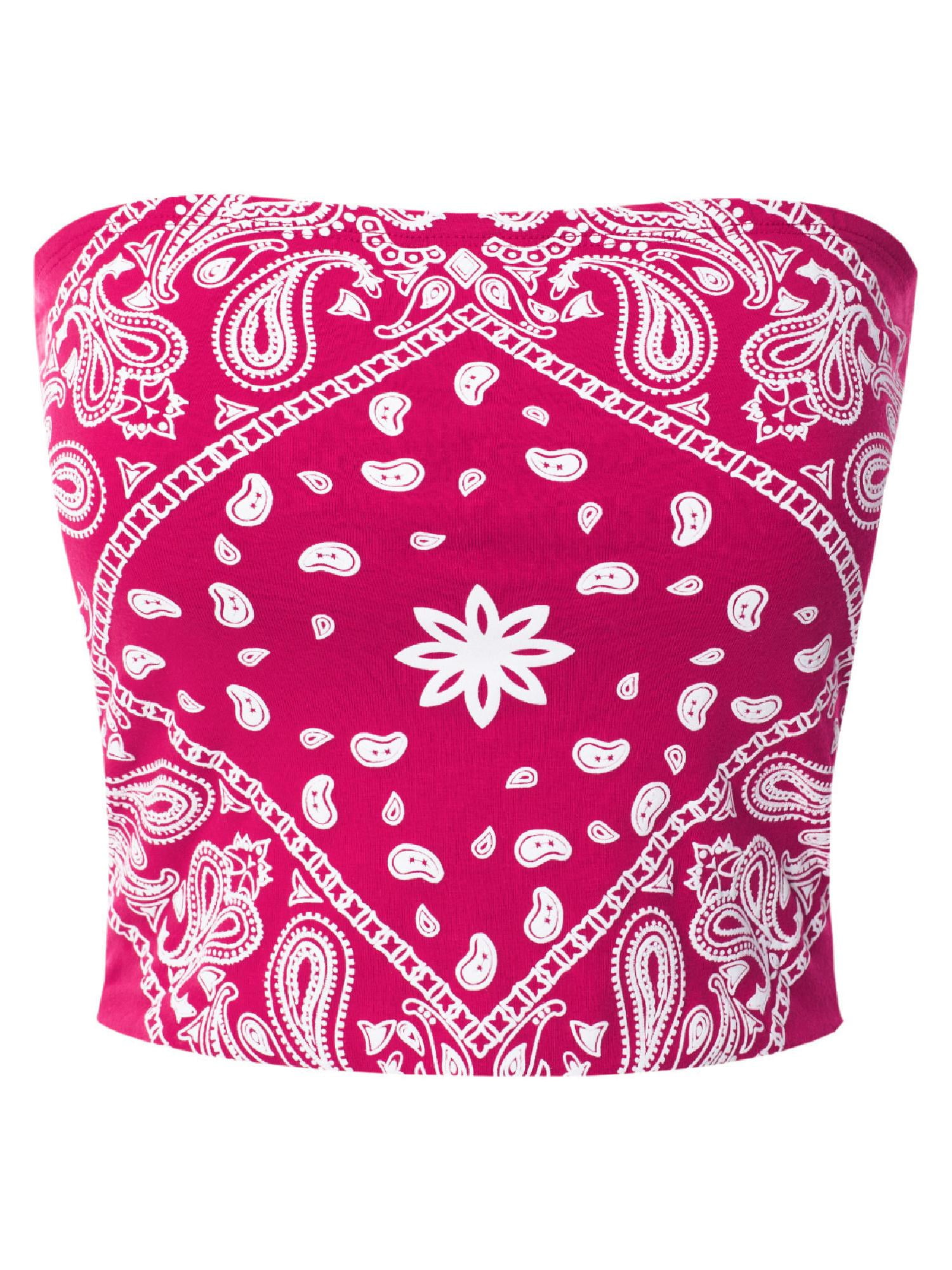 MixMatchy Women's Causal Paisley Print Strapless Basic Tube Top ...