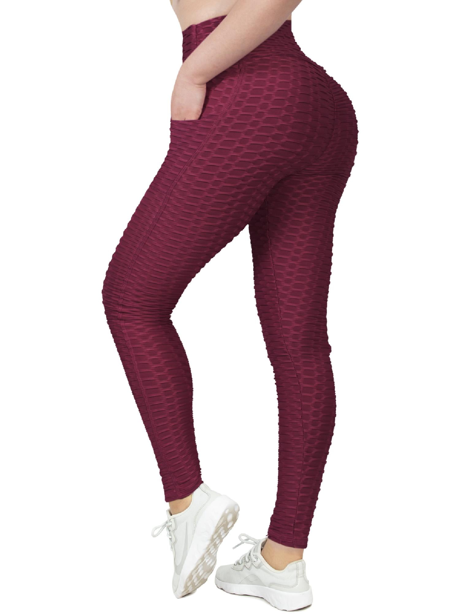 MixMatchy Women's High Waist Textured Butt Lifting Slimming Workout ...