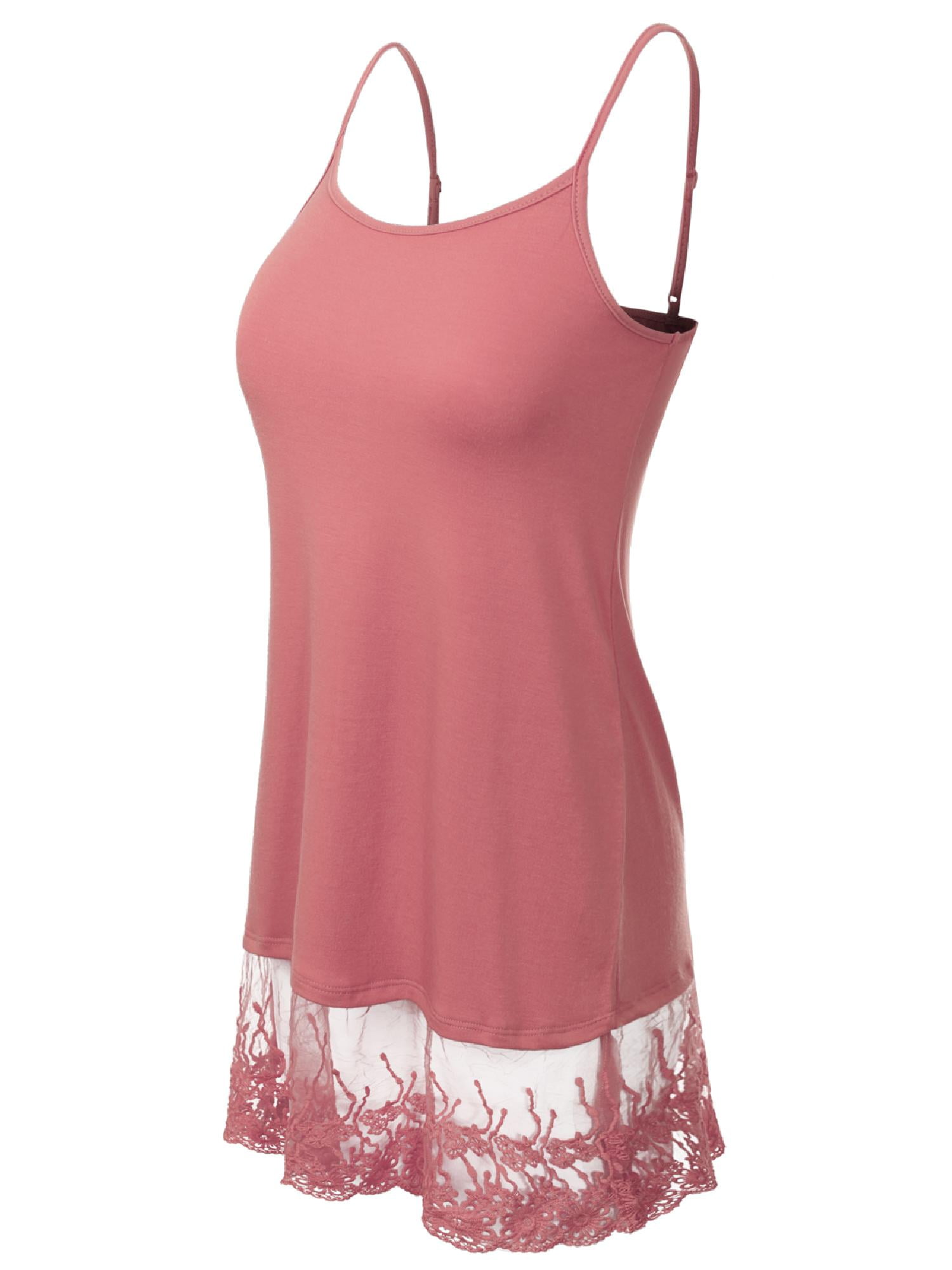 MixMatchy Women's Long Line Cami with Lace Extender Camisole Tank Top ...