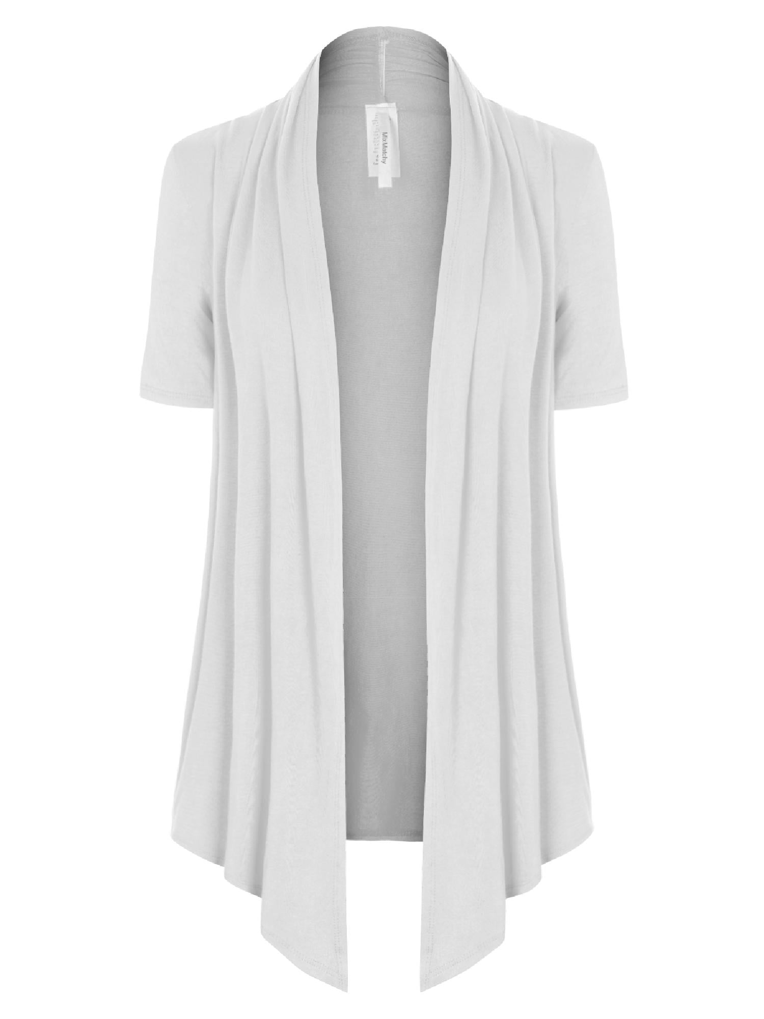 MixMatchy Women's [Made in USA] Solid Jersey Knit Short Sleeve Open ...