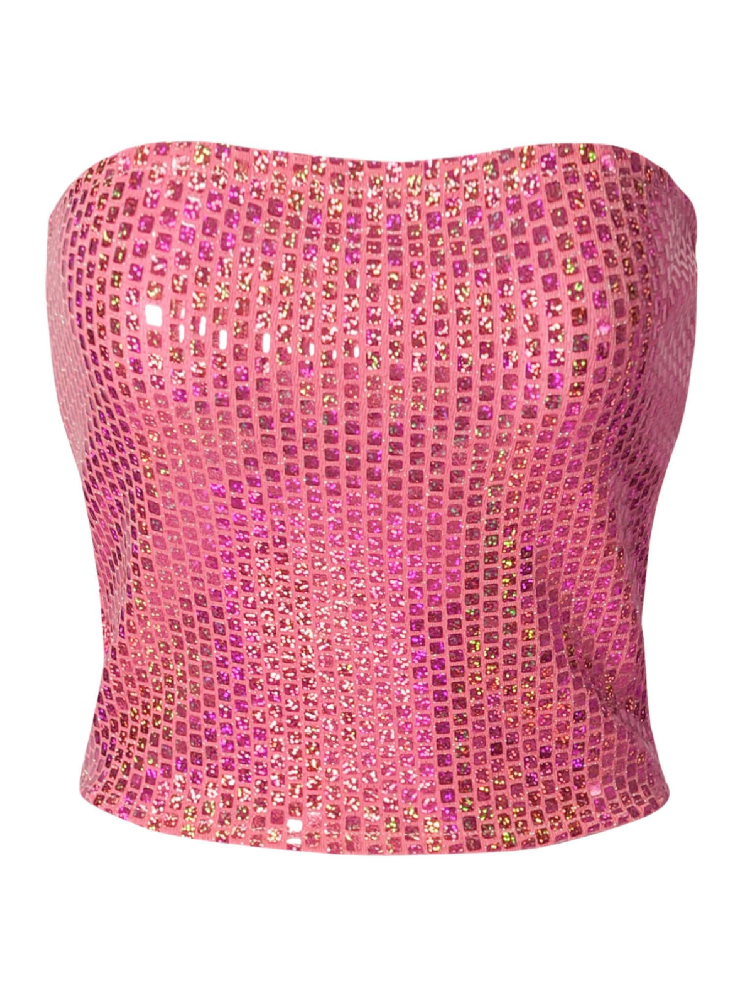 MixMatchy Women's Rectangle Metallic Sequin Tube Top Bandeau - Walmart.com
