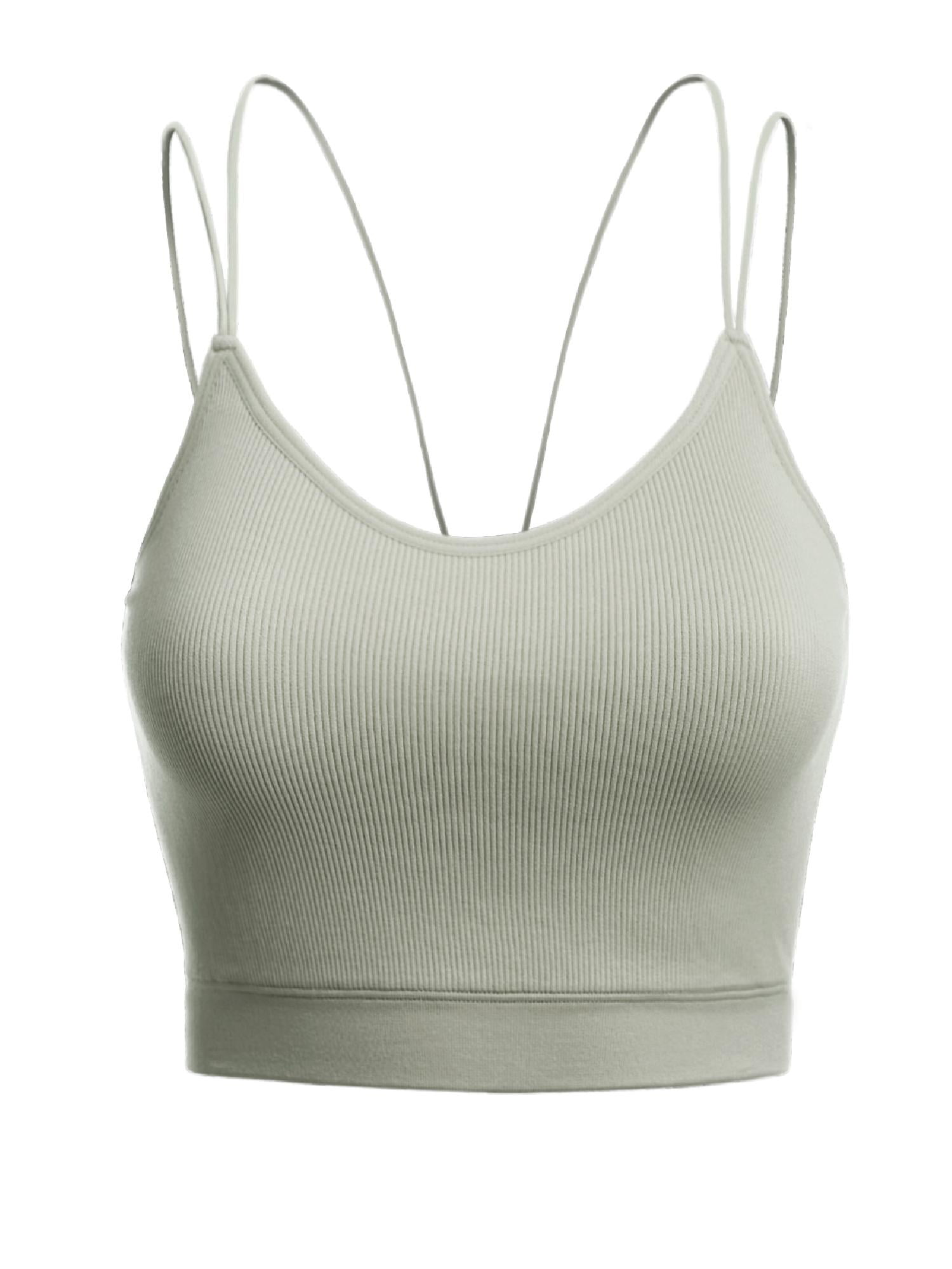 MixMatchy Women's Ribbed Seamless Elastic Double Skinny Spaghetti Strap ...