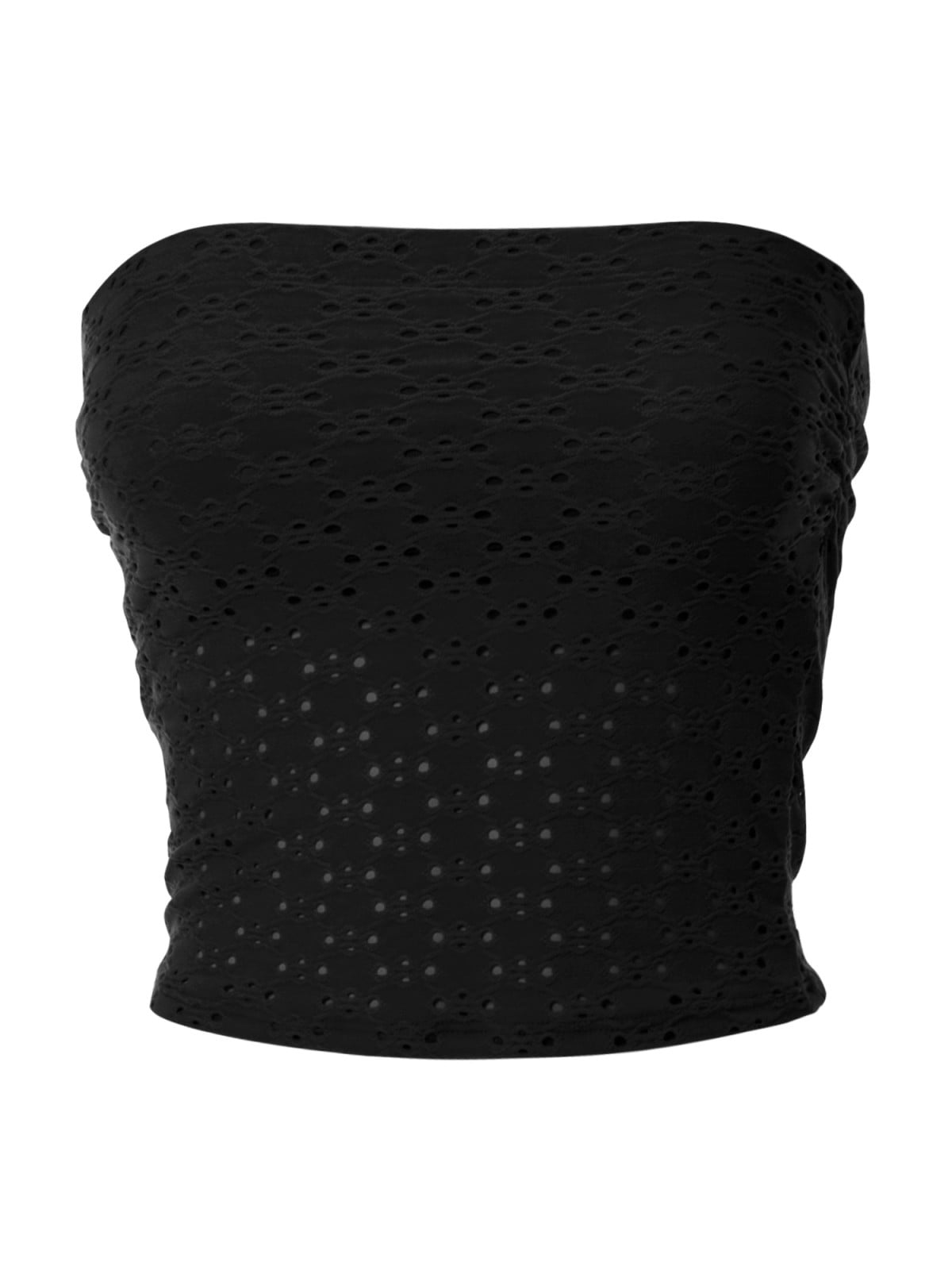 MixMatchy Women's Ruched Double Layered Eyelet Lace Tube Top - Walmart.com