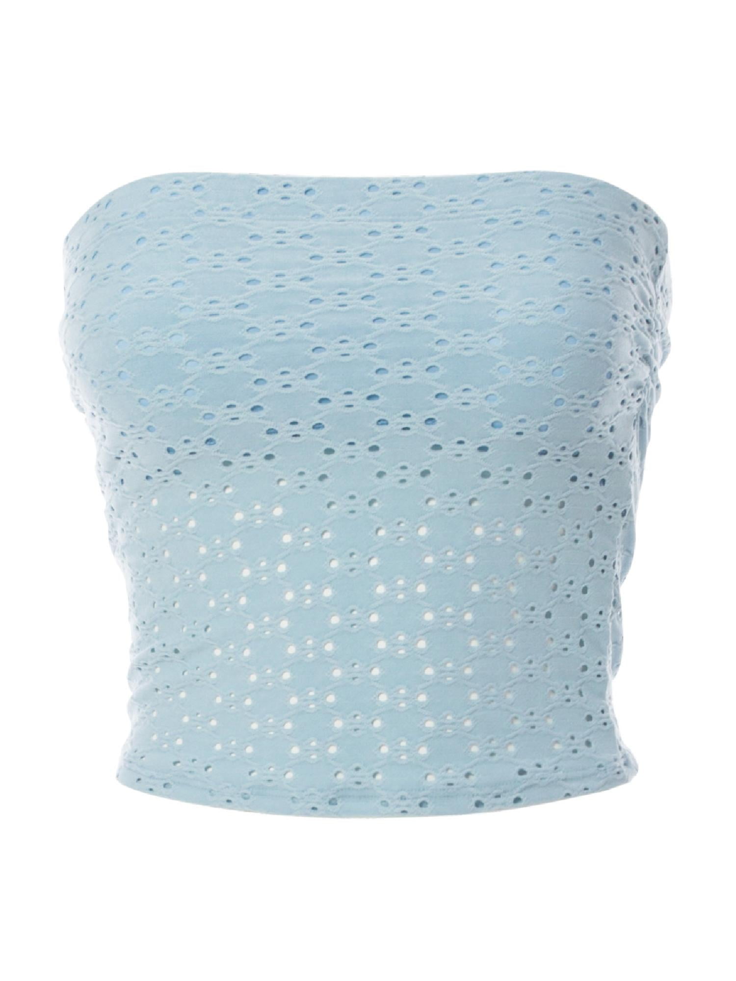 MixMatchy Women's Ruched Double Layered Eyelet Lace Tube Top - Walmart.com