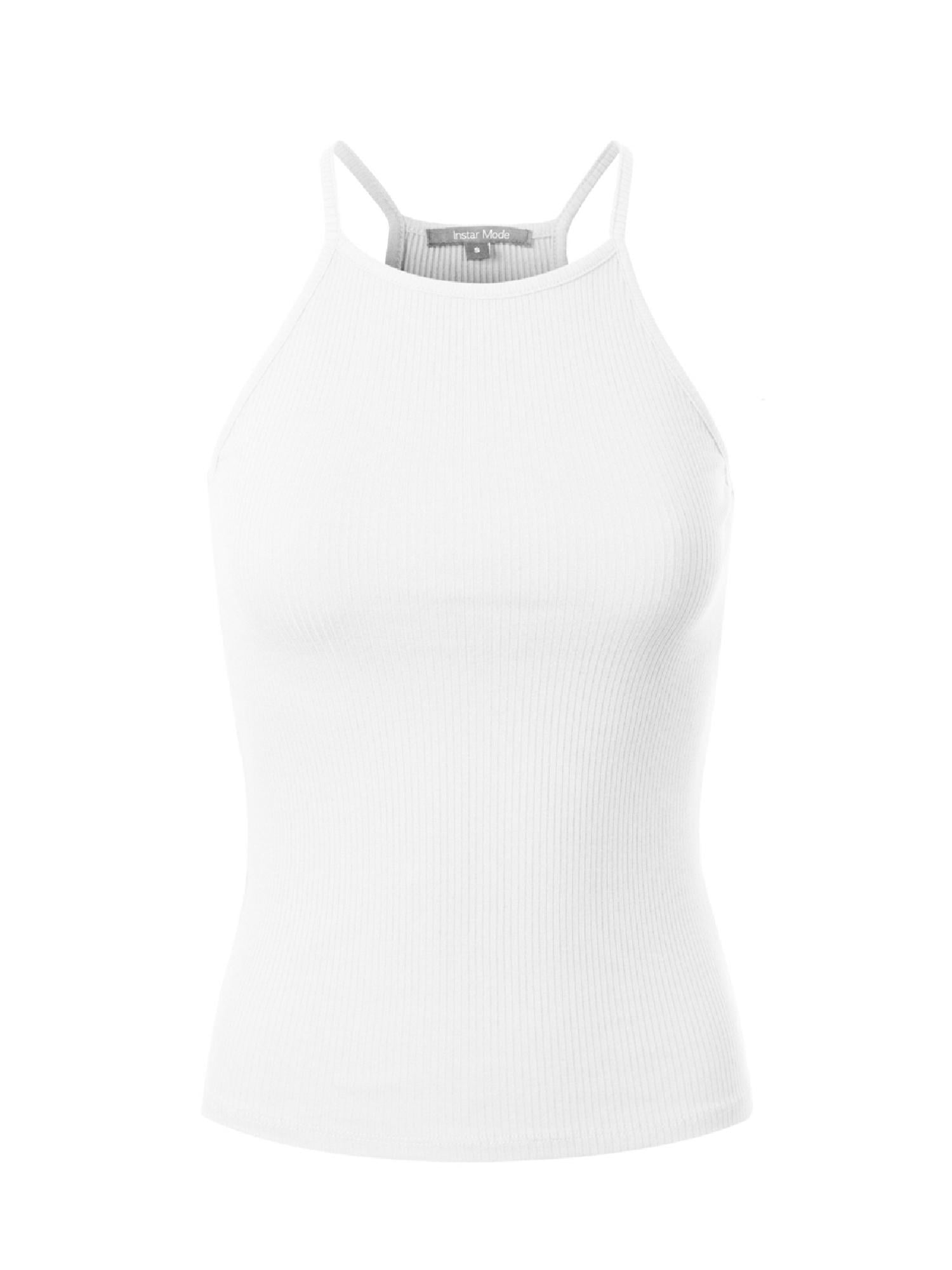 MixMatchy Women's High Neck Ribbed Tank Top, Casual Basic Active ...
