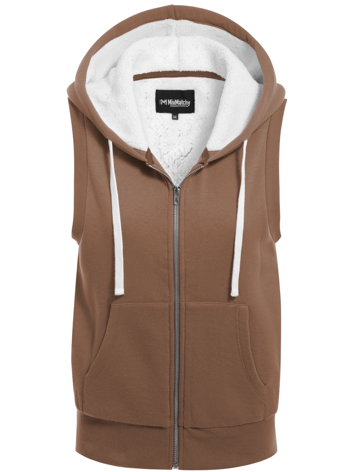 MixMatchy Women's Sleeveless Sherpa Lining Zip Up Cozy Vest - Walmart.com