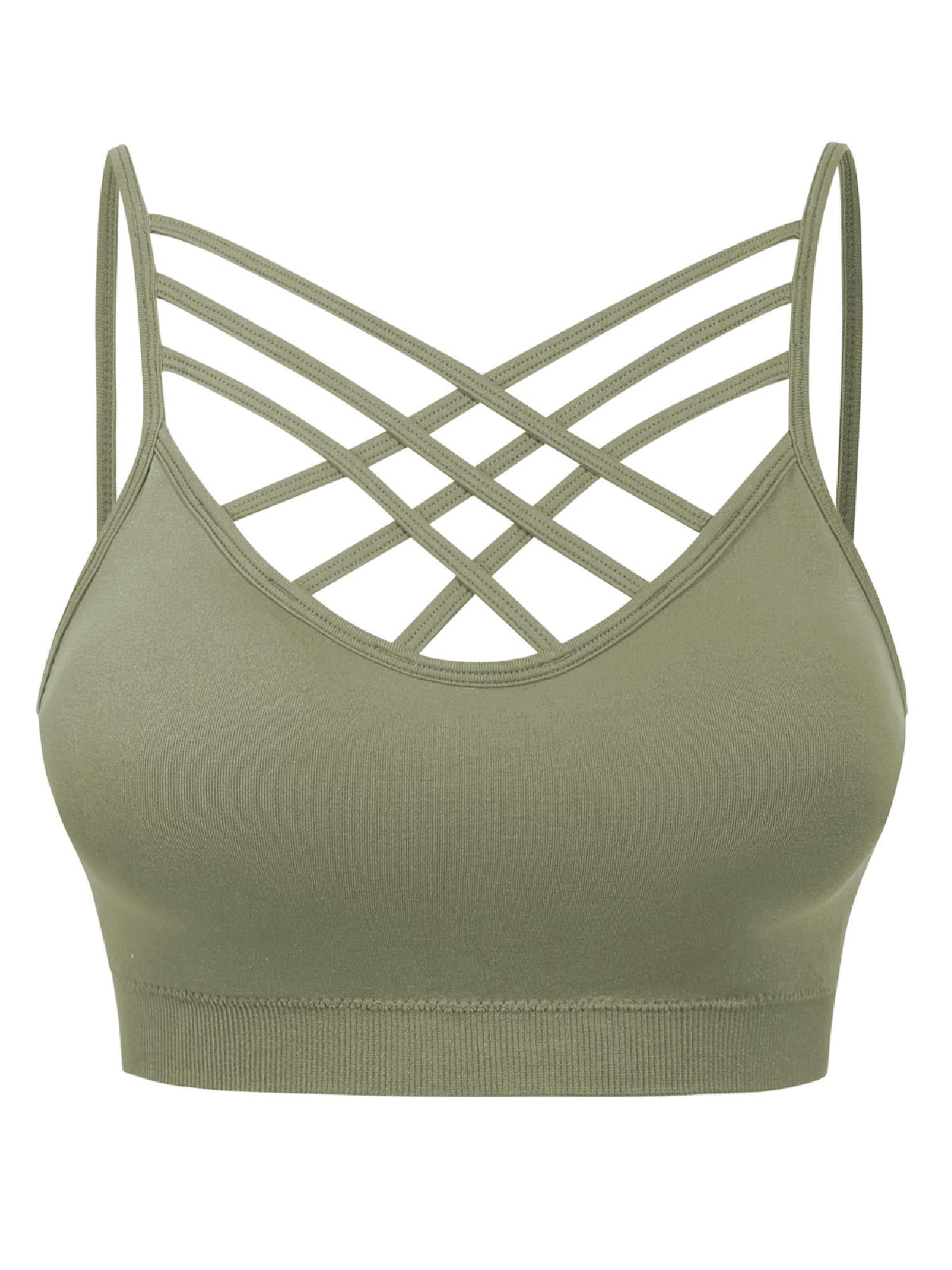 MixMatchy Women's Soft Seamless Triple Criss-Cross Front Bralette Sport ...