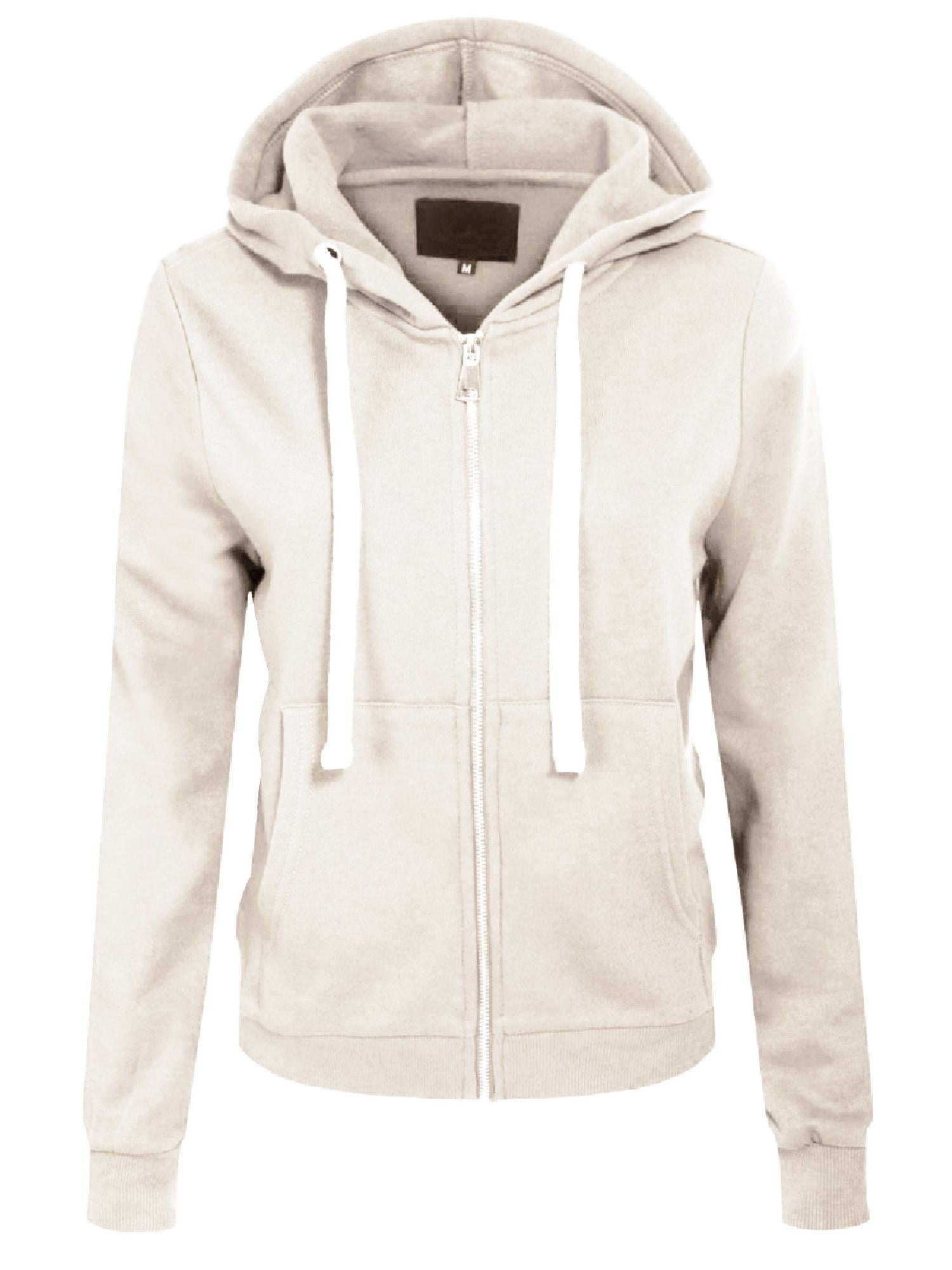 MixMatchy Women's Solid Basic Long Sleeve Zip Up Fleece Jacket ...