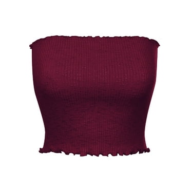 Made by Olivia Women's Casual Solid Double Layered Strapless Basic Tube ...