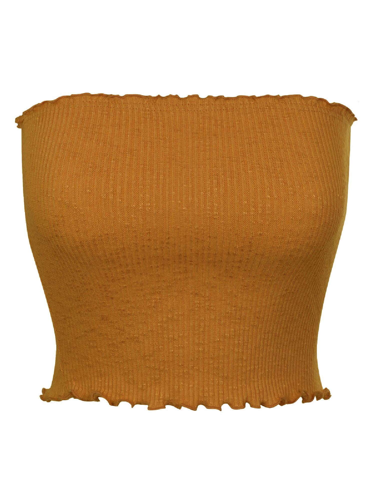 MixMatchy Women's Solid Ruffled Edge Ribbed Crop Tube Top - Walmart.com