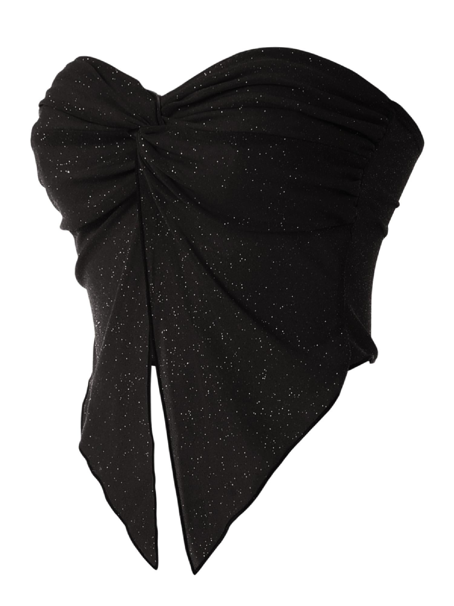 MixMatchy Women's Y2K Sexy Twist Front Fly Away Glitter Tube Top ...