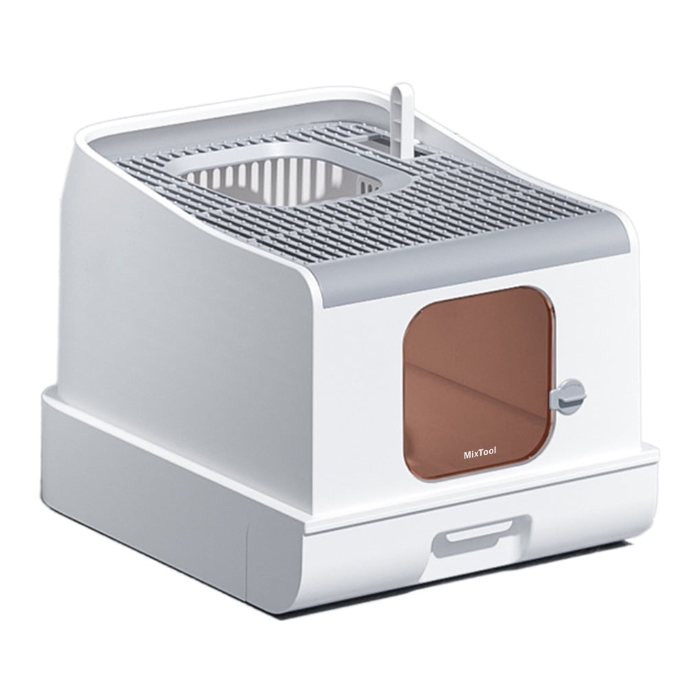 MixTool Cat litter pans, Kitty Litter Box with Lid, Anti-Splashing Easy ...