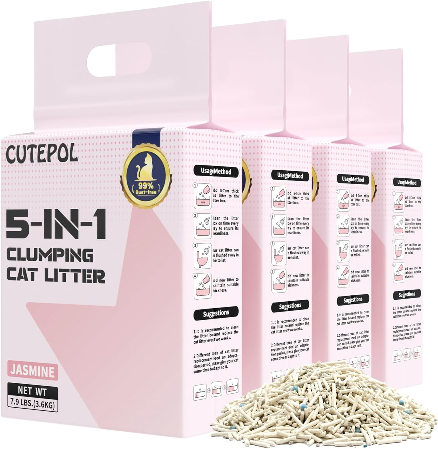 Mixed 5-in-1 Clumping Cat Litter 31.6 lb, Odor Control and Rapid ...